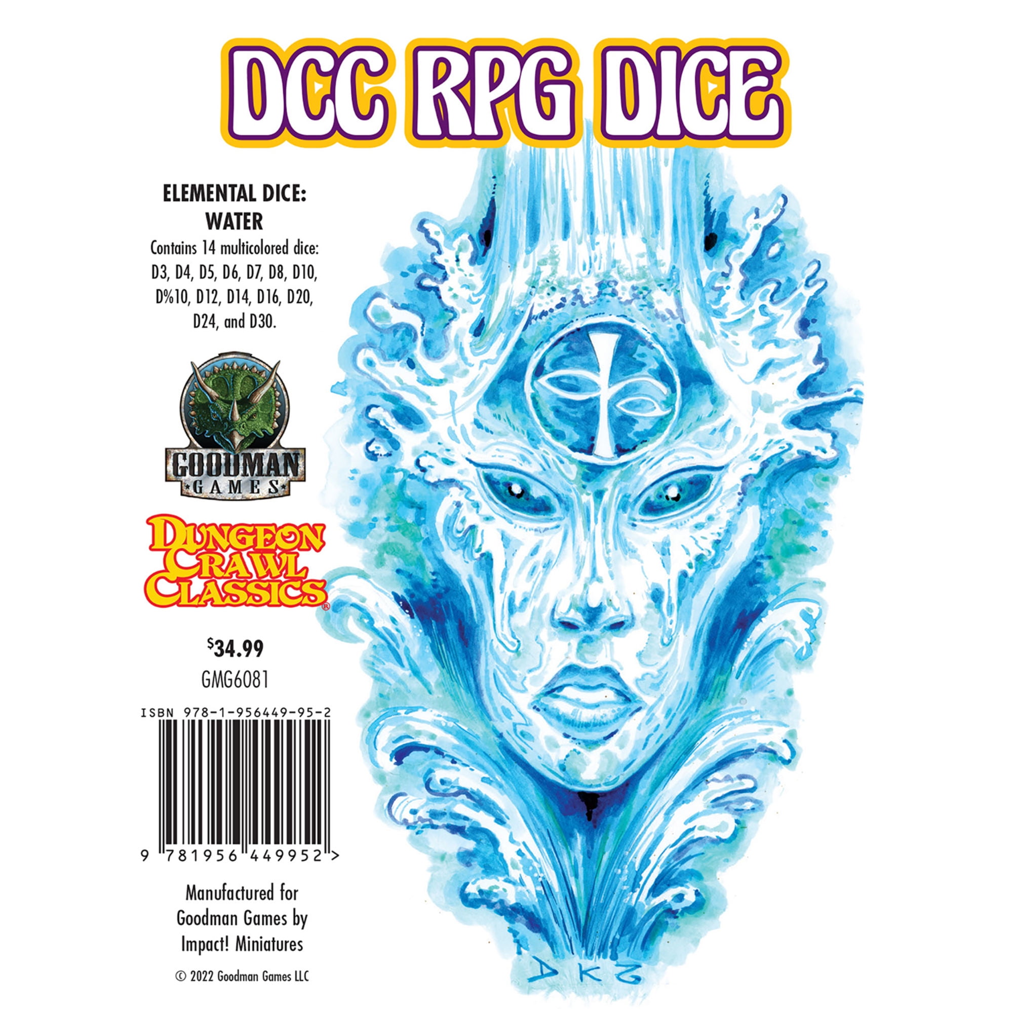DCC RPG Dice Set Elemental Dice: Water - 14 Piece Themed Dice Set ...