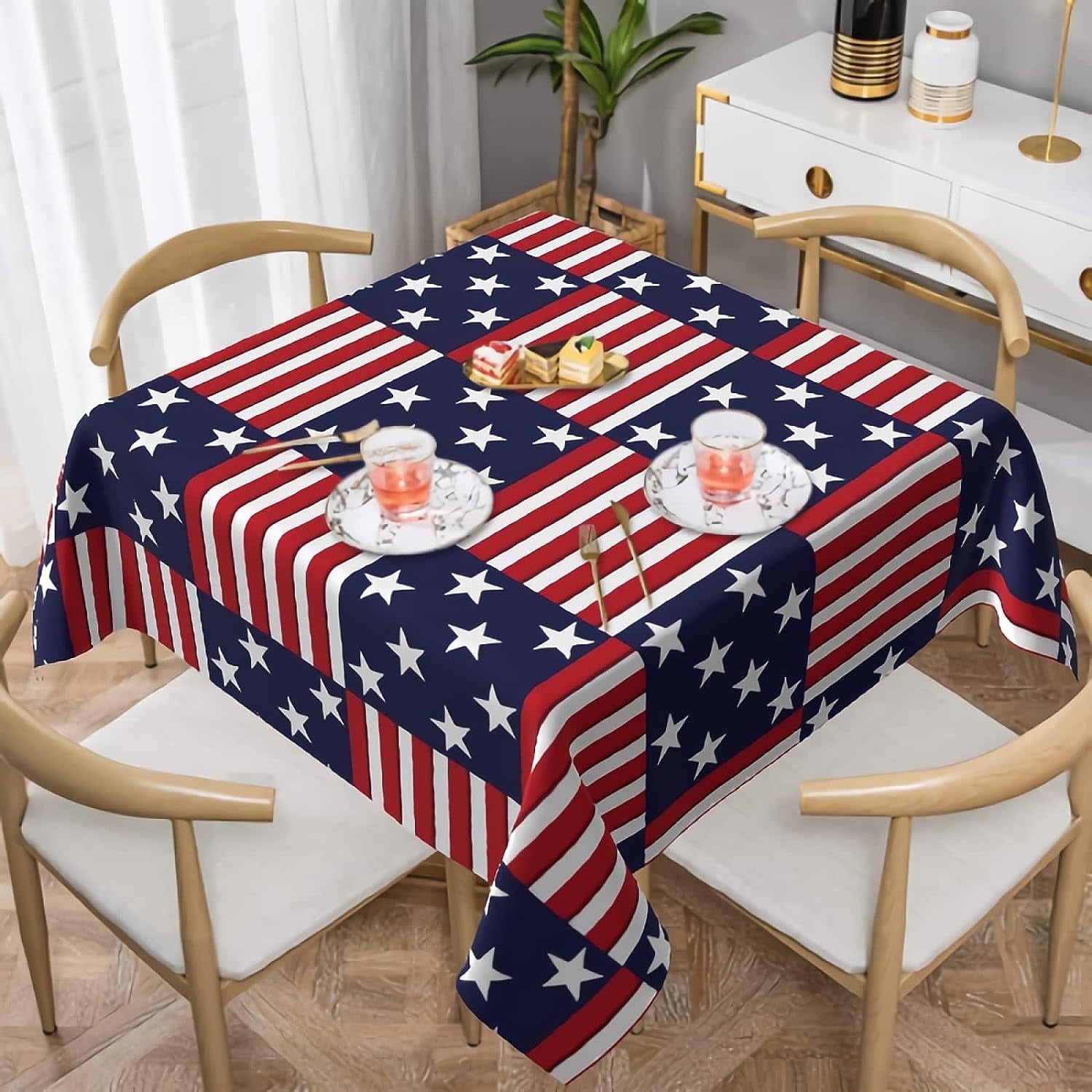 DCHYO 4th of July Table Cloth American Flag Round Tablecloth 60 Inch ...