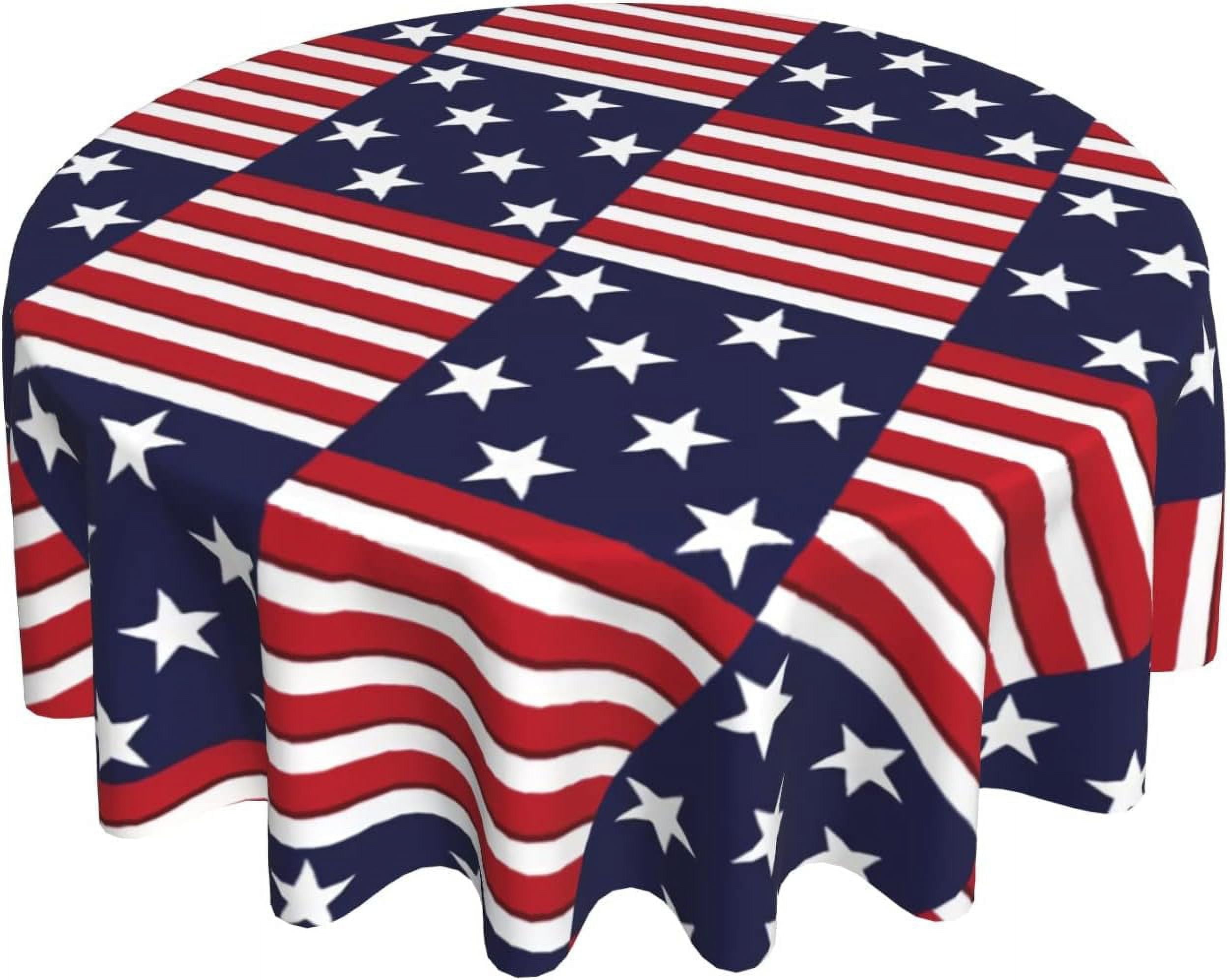 DCHYO 4th of July Table Cloth American Flag Round Tablecloth 60 Inch ...