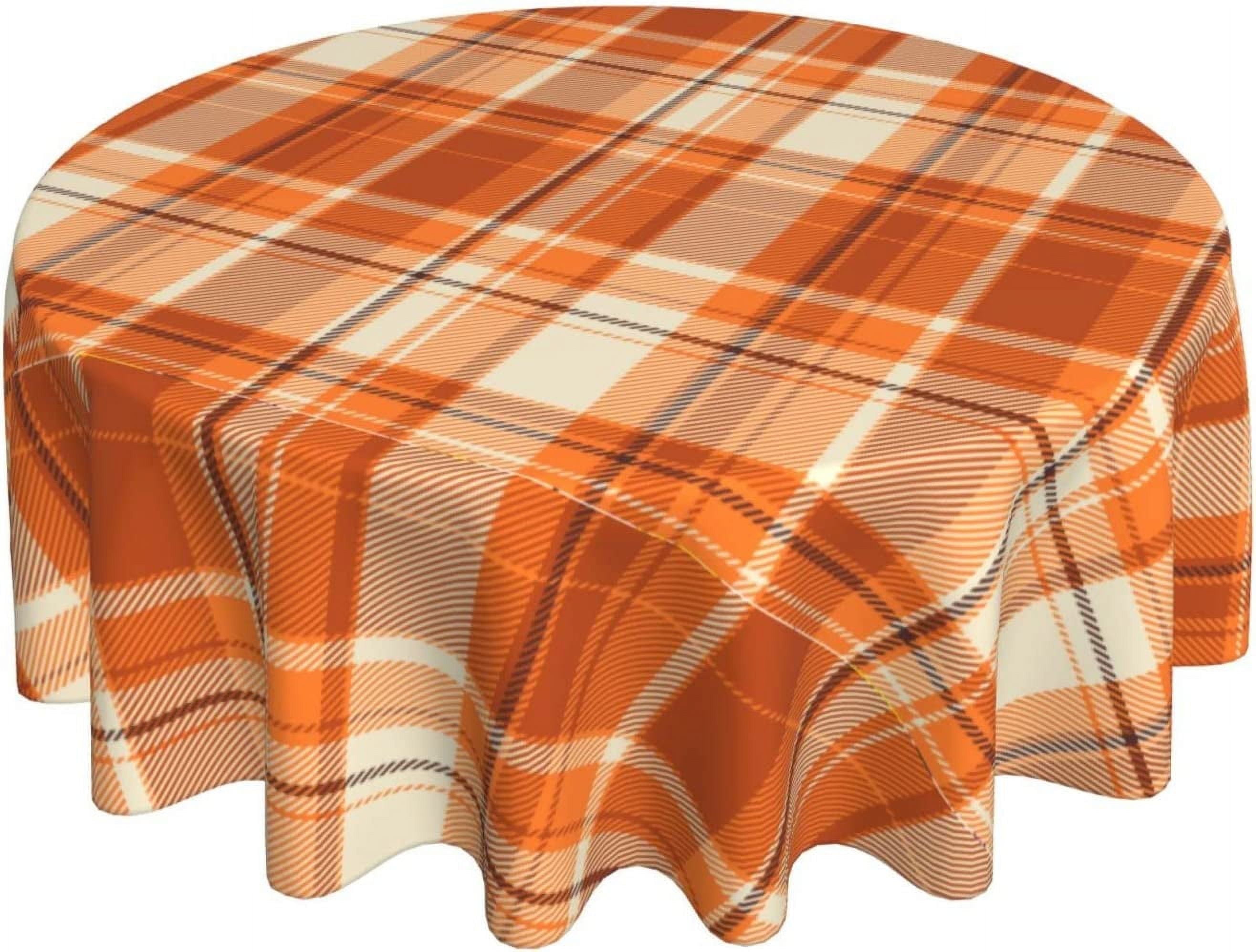 DCHYO Autumn Fall Orange Round Tablecloth 60 Inch Thanksgiving Buffalo ...