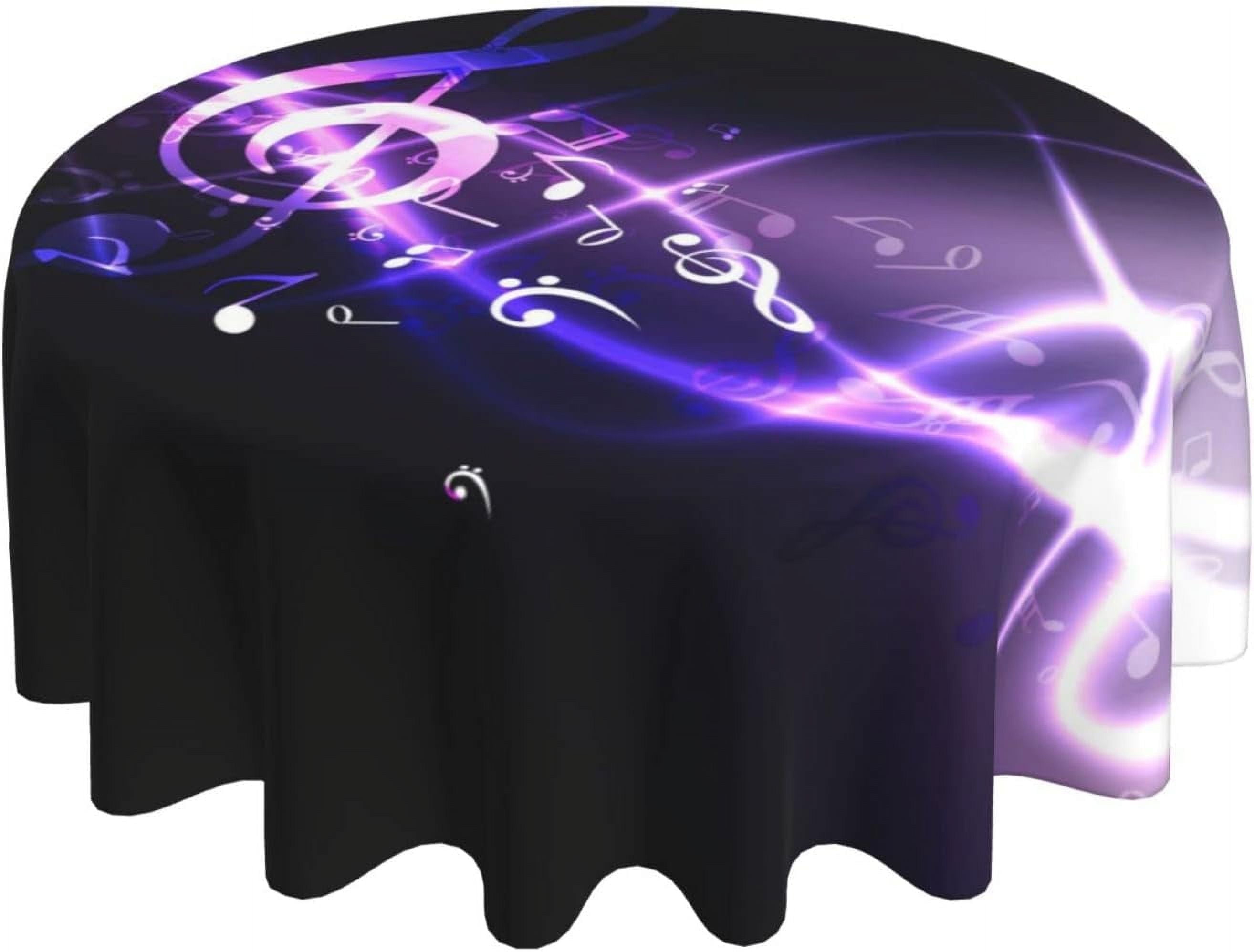 ZUMAS Blue and Orange Music Notes Round Tablecloth 60 Inch, Music ...