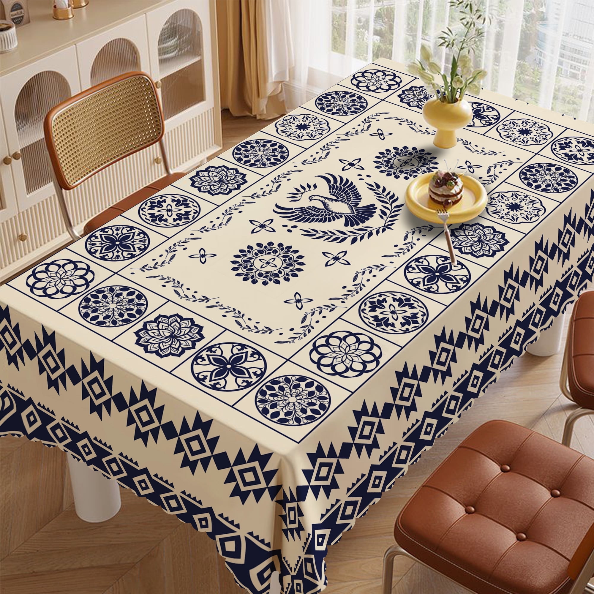 DCHYO Classical Oriental Flower Dove Pattern Rectangular Tablecloths ...
