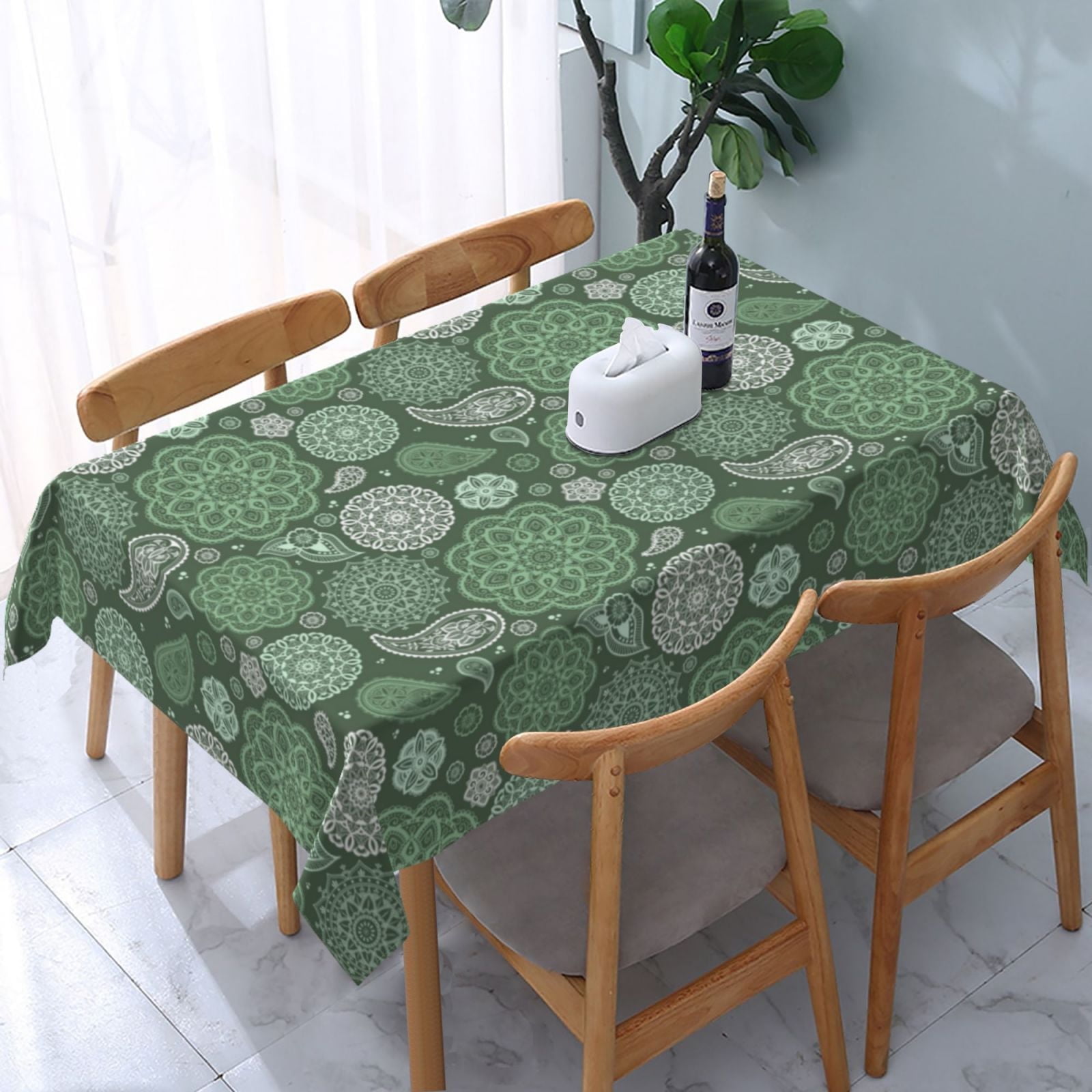 ZUMAS Green Boho Rectangular Tablecloths Are Soft And Comfortable, Re ...