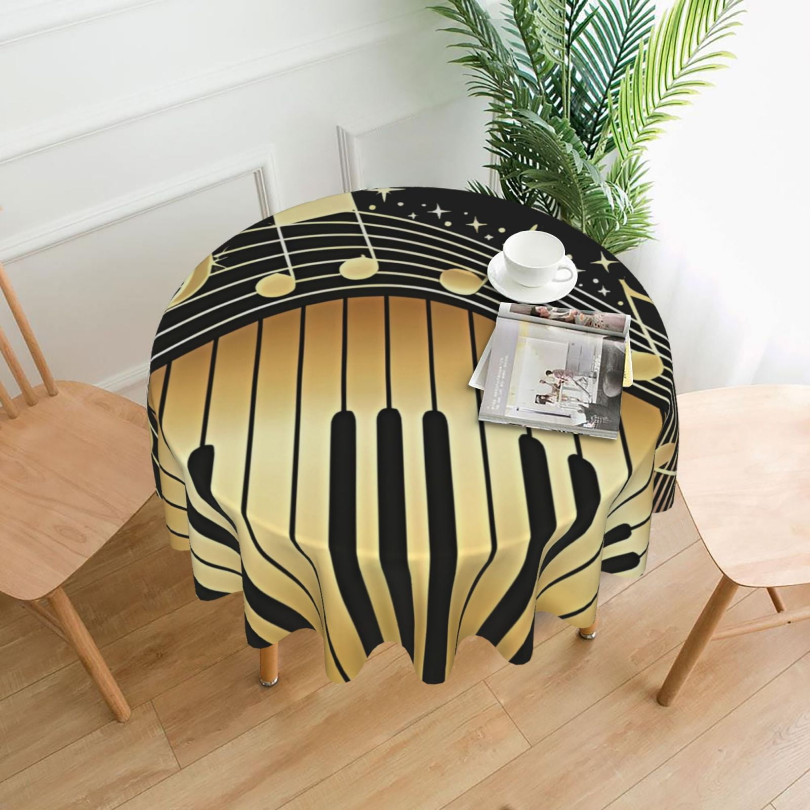 DCHYO Piano Key 70in Round Tablecloths Are Soft And Comfortable, Re ...