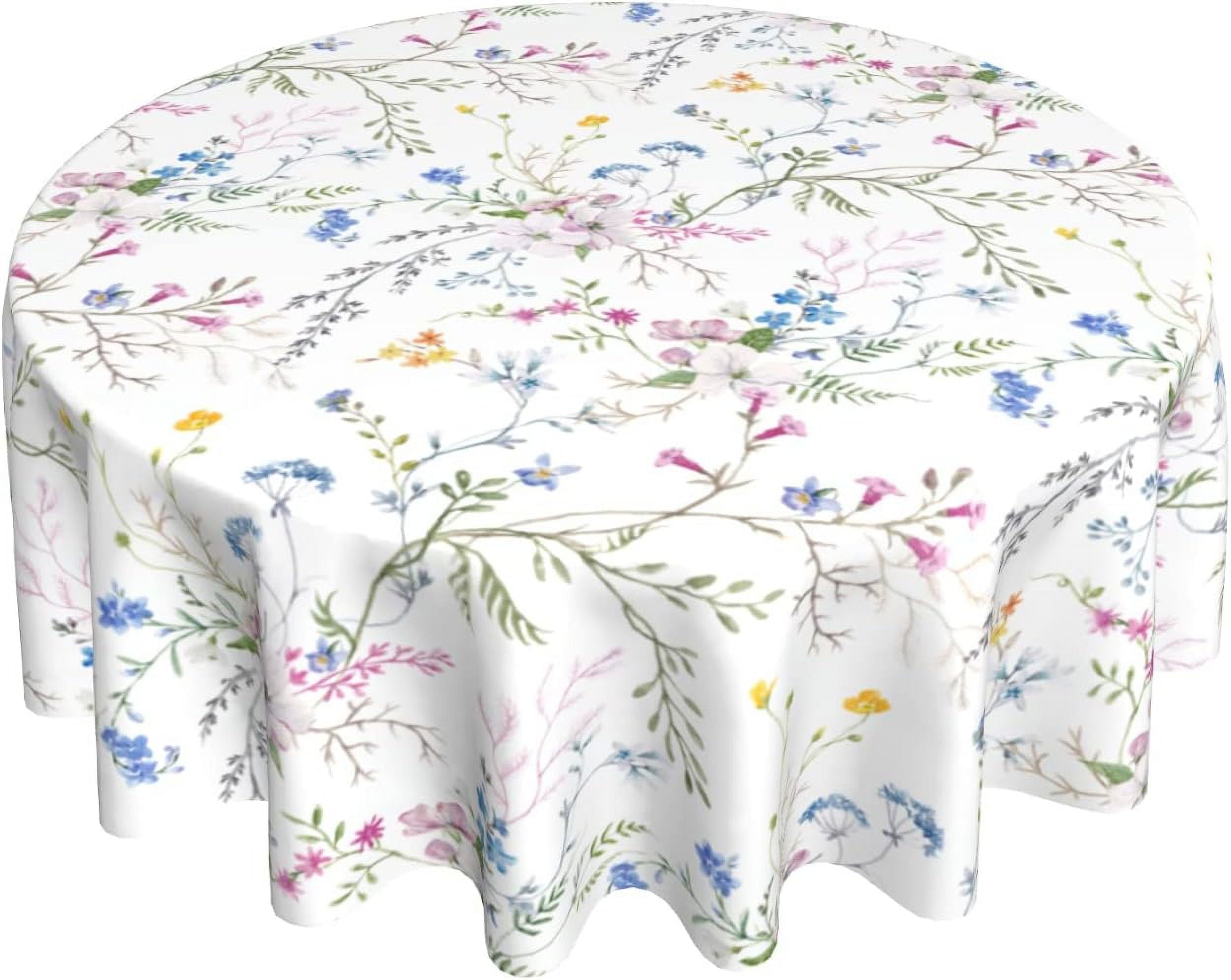 DCHYO Pink Vintage Rose Flower Tablecloth Spring Summer Floral Round ...