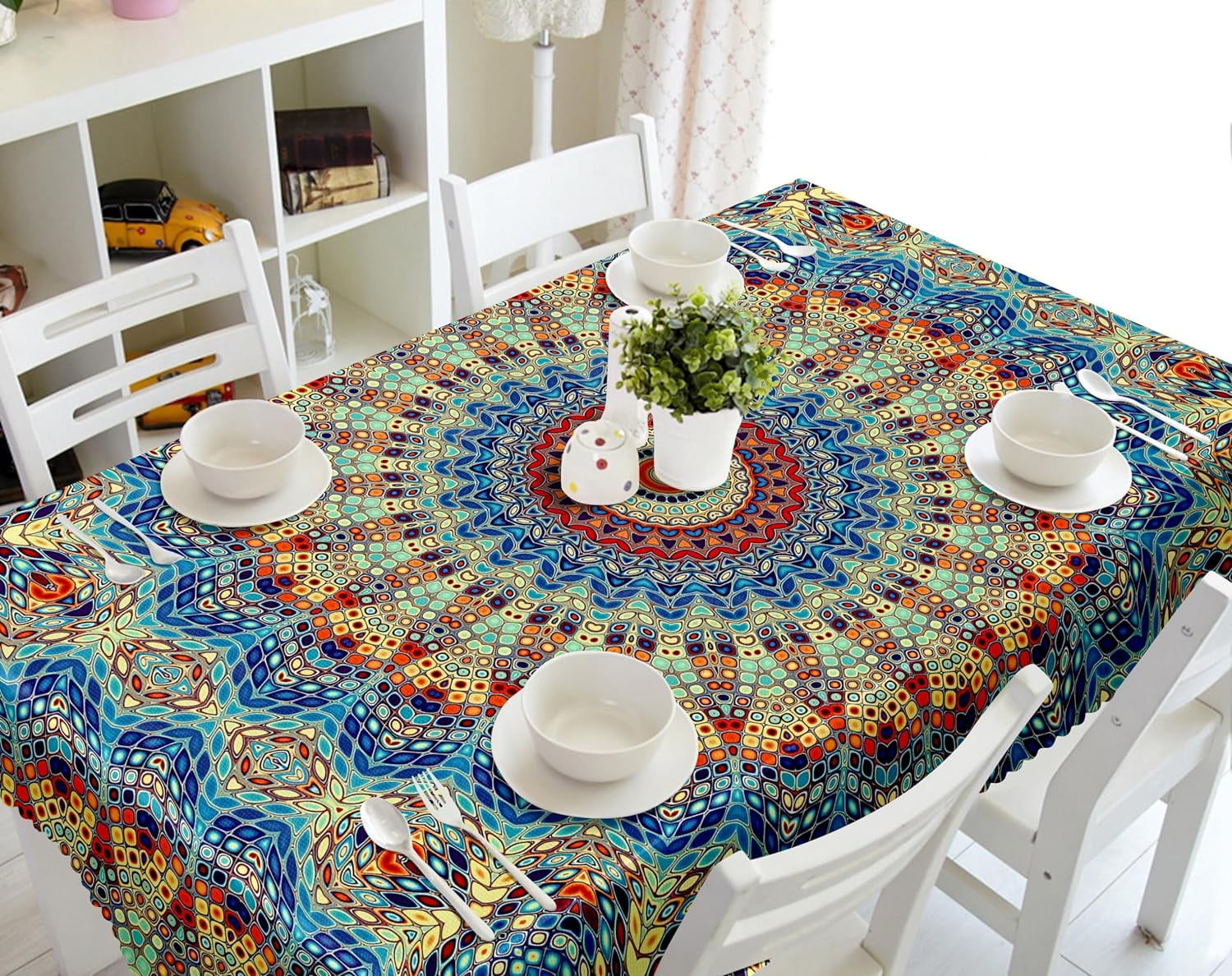 DCHYO Round Tablecloth Boho Country House Style Tablecloth Waterproof ...