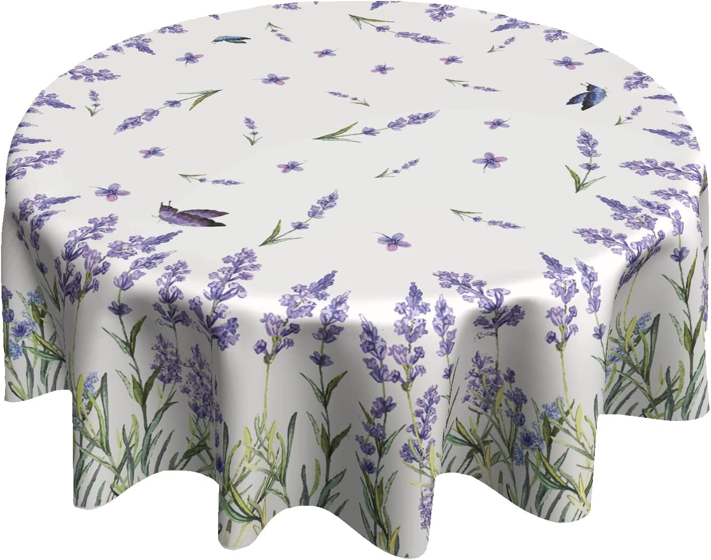 DCHYO Watercolor Purple Hydrangea Round Tablecloth Spring Summer Lilac ...