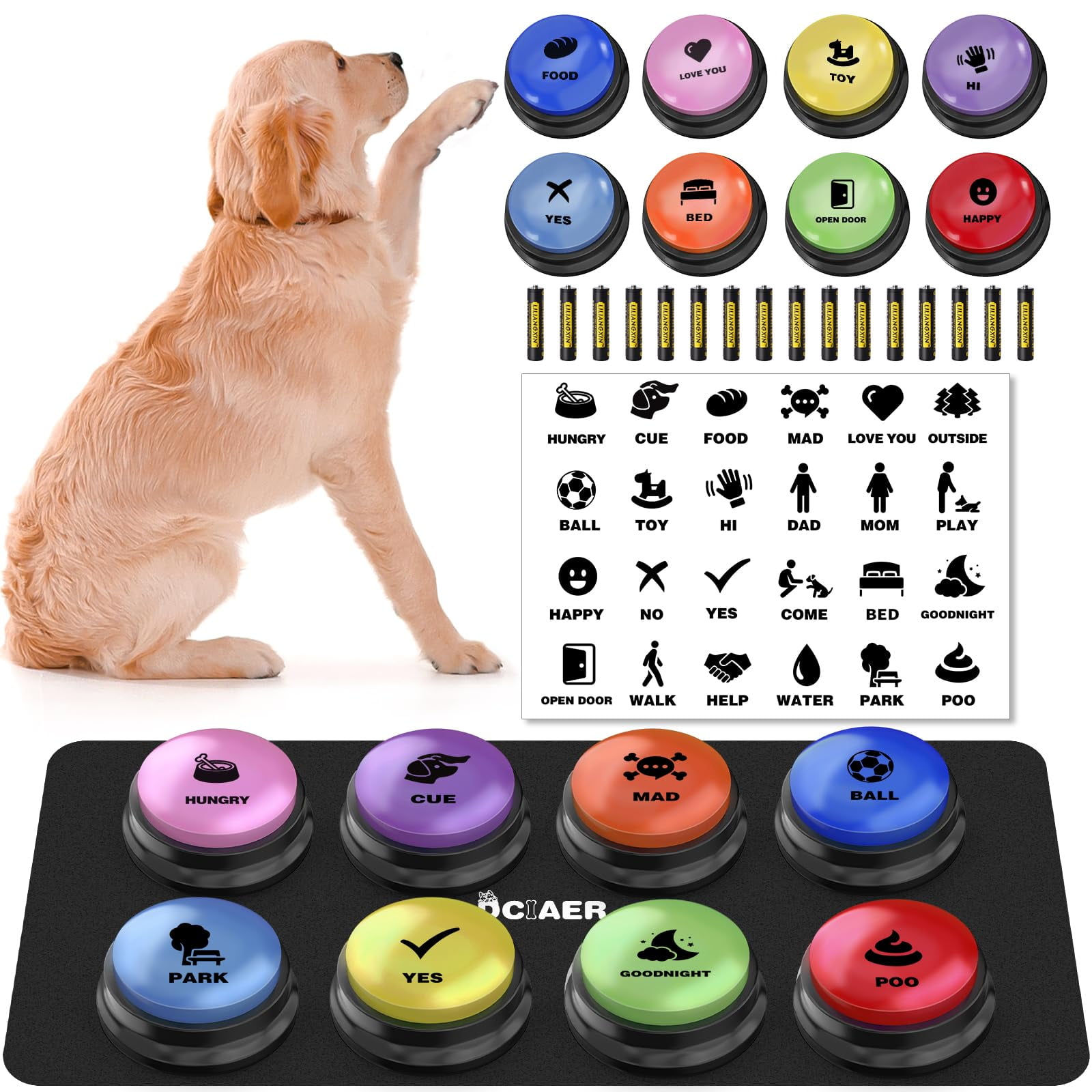 DCIAER Dog Buttons for DPF11 Communication,Talking Buttons for Dogs,8 ...