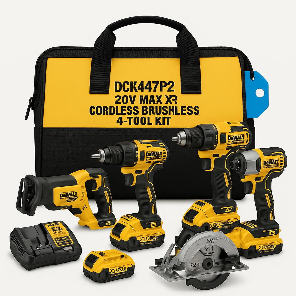 DCK447P2 20V MAX XR Brushless Lithium-Ion Cordless 4-Tool Combo Kit ...