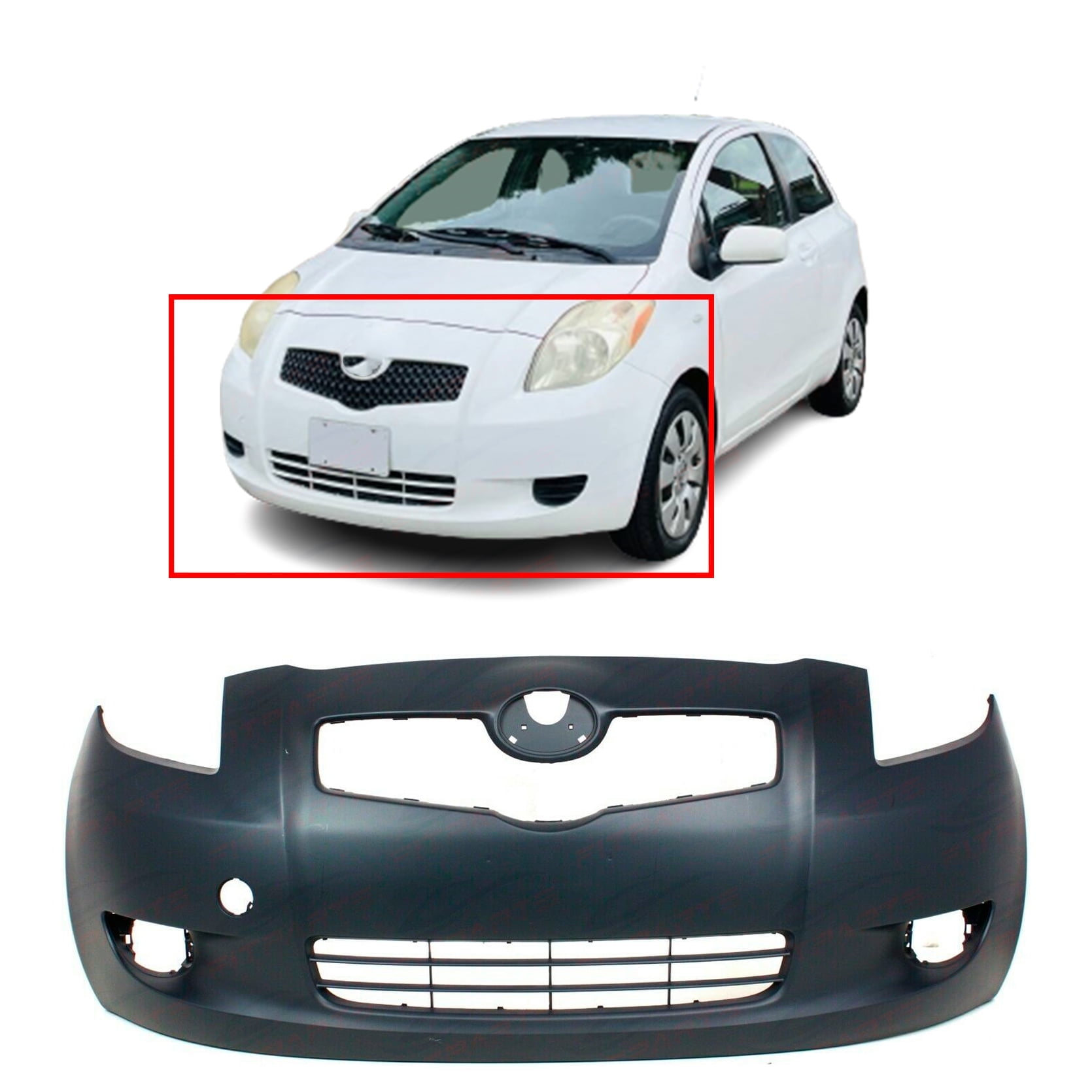 DCP Front Bumper Cover Fascia for 2006 2007 2008 Toyota Yaris Hatchback ...