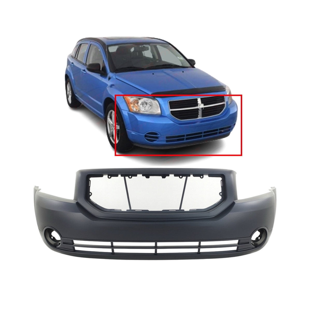 DCP Front Bumper Cover Fascia for 2007-2012 Dodge Caliber With Fog ...