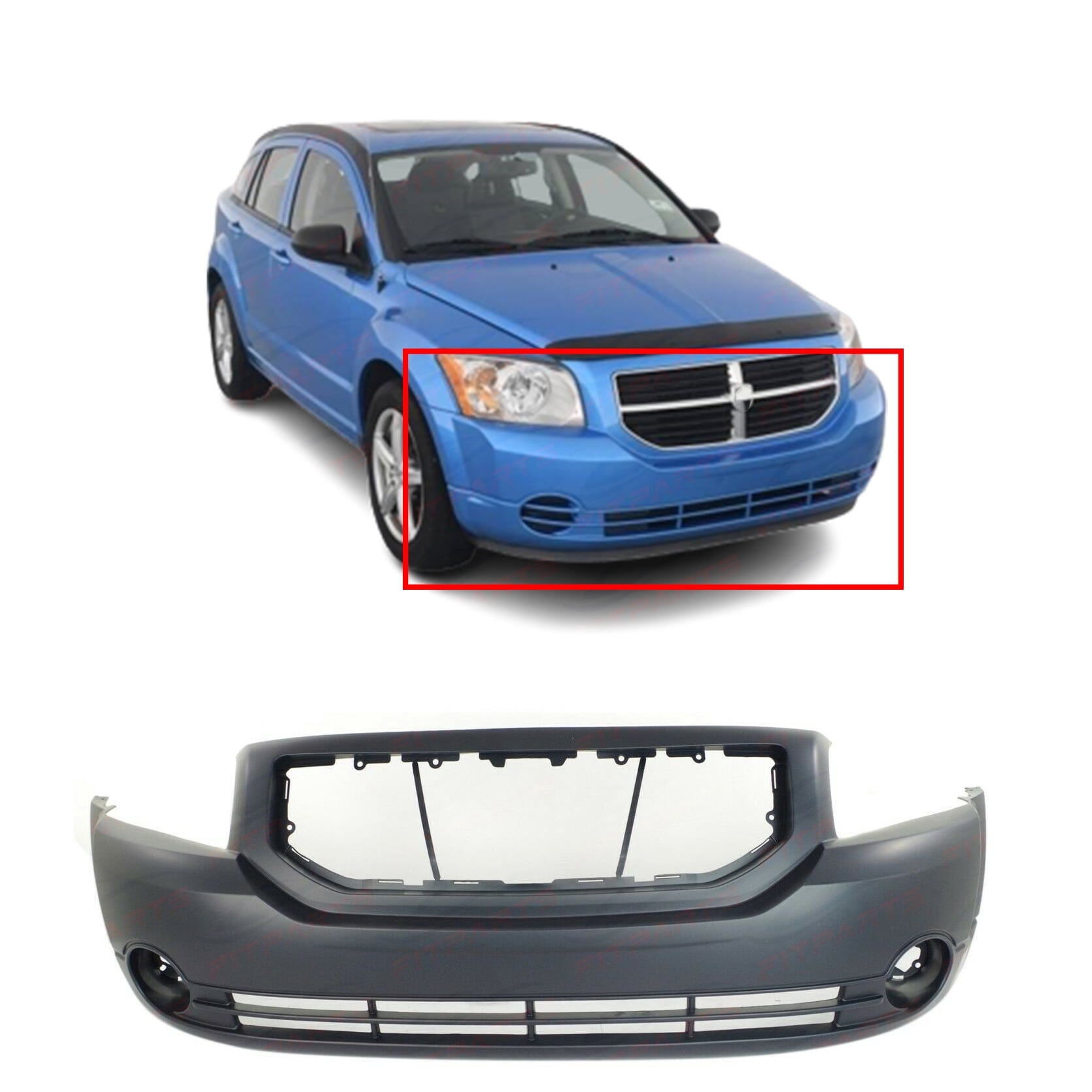 DCP Front Bumper Cover Fascia for 2007-2012 Dodge Caliber With Fog ...