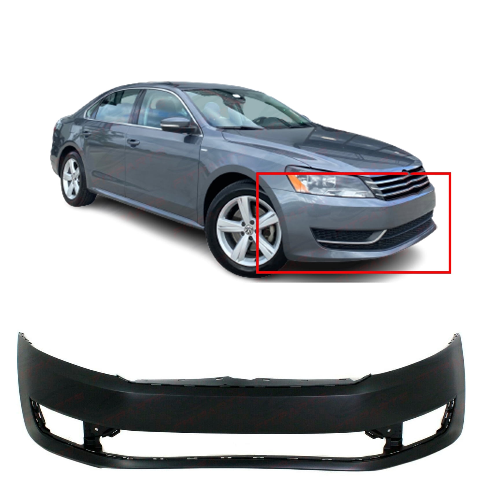 DCP Front Bumper Cover Fascia for 2012-2015 VW Volkswagen Passat Sedan ...