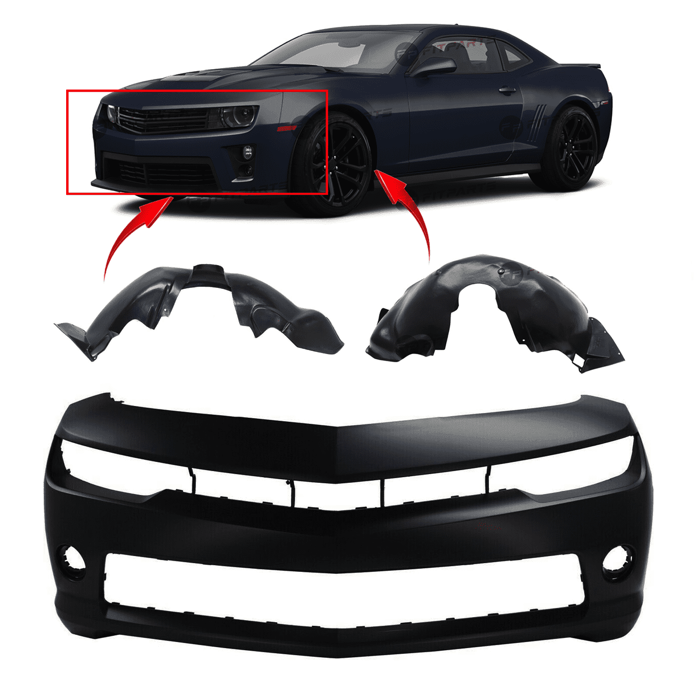 DCP Front Bumper Cover & Fender Liner Kit for Chevrolet Camaro 2014 ...