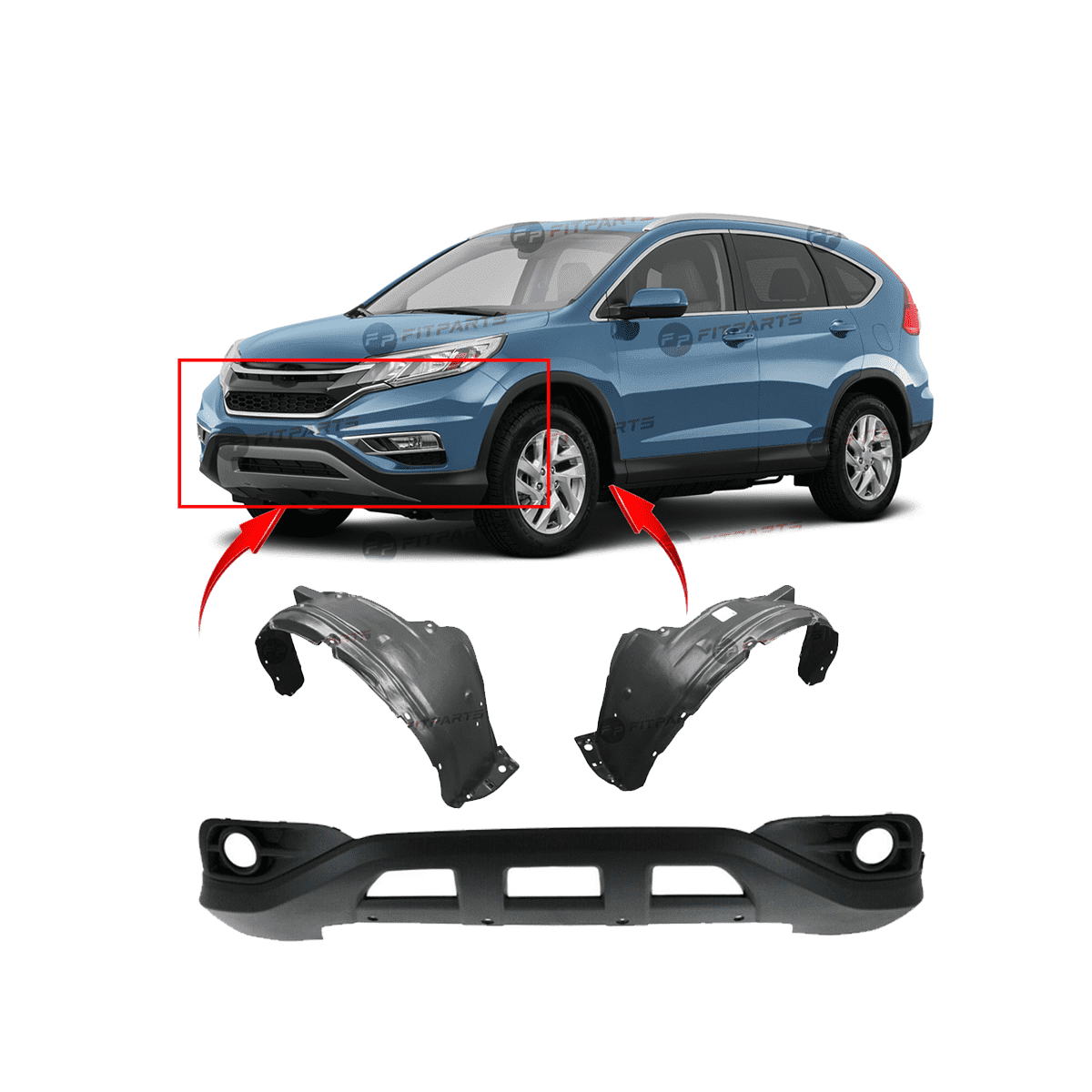 DCP Front Bumper Cover & Fender Liner Kit for Honda CR-V 2012-2014 ...