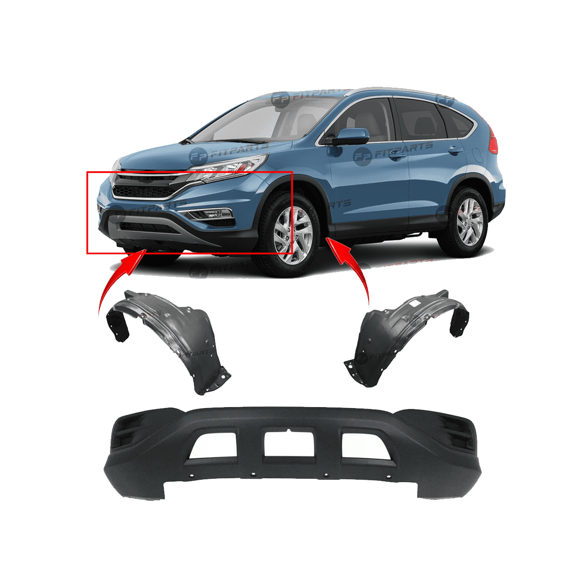 DCP Front Bumper Cover & Fender Liner Kit for Honda CR-V 2012-2014 ...