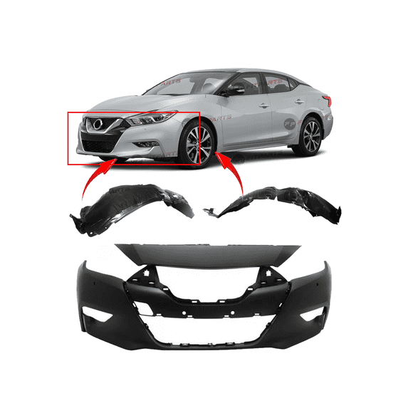 DCP Front Bumper Cover & Fender Liner Kit for Nissan Maxima 2016-2018 ...