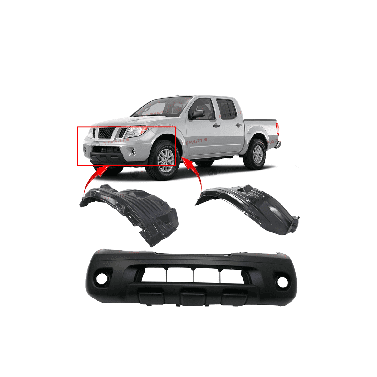 DCP Front Bumper Cover & Fender Liner Kit for NissanFrontier 2009-2019 ...