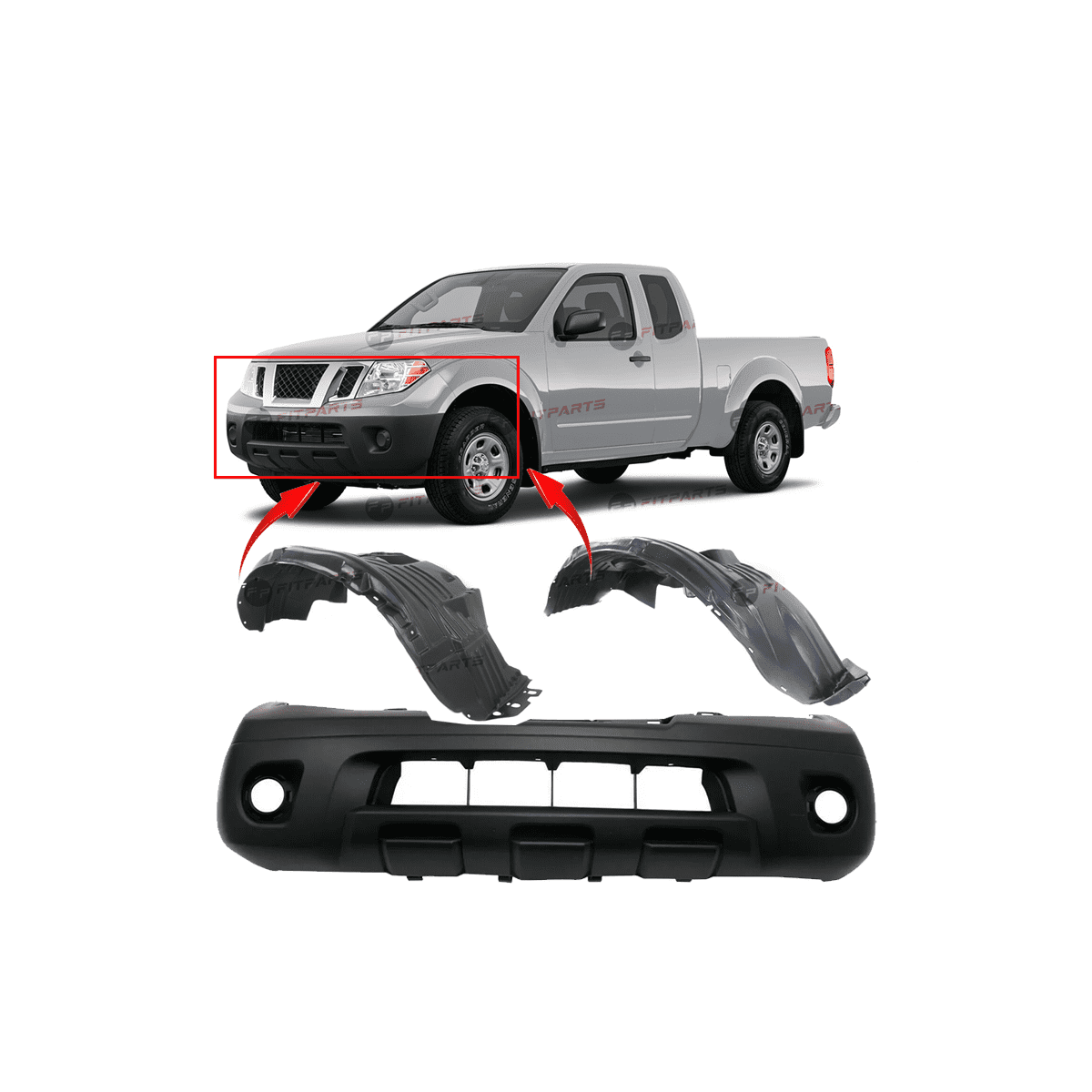 DCP Front Bumper Cover & Fender Liner Kit for NissanFrontier 2009-2019 ...