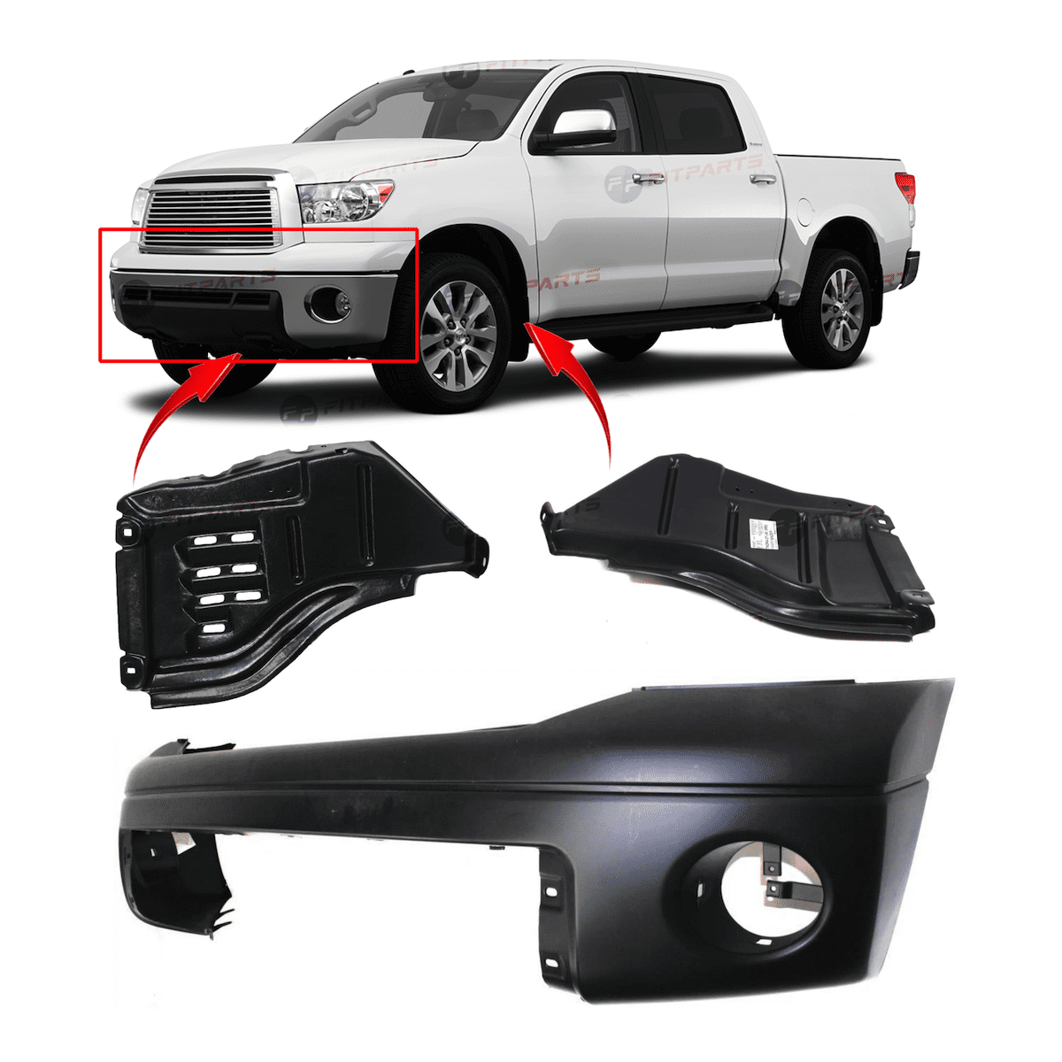 DCP Front Bumper Cover & Fender Liner Kit for Toyota Tundra 2007-2013 ...