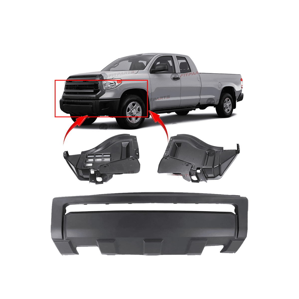 DCP Front Bumper Cover & Fender Liner Kit for Toyota Tundra 2014-2021 ...