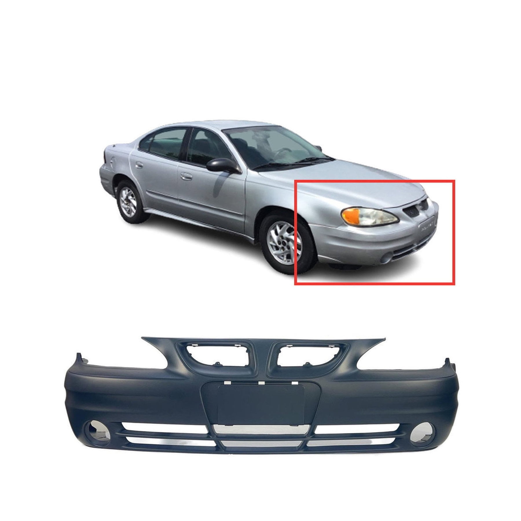 DCP Front Bumper Cover For 2003-2005 Pontiac Grand Am SE w/ Fog Light ...