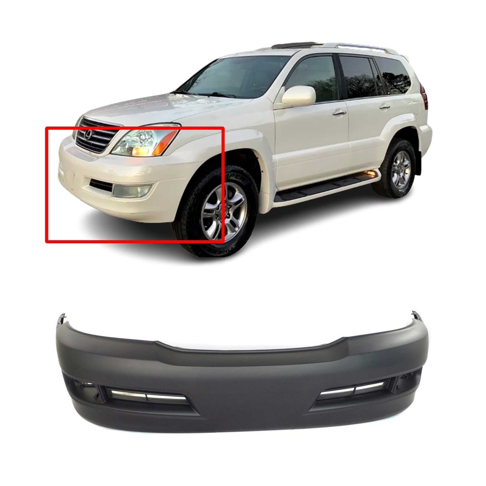 DCP Front Bumper Cover For 2003-2009 Lexus GX470 W/Fog Light Primed ...