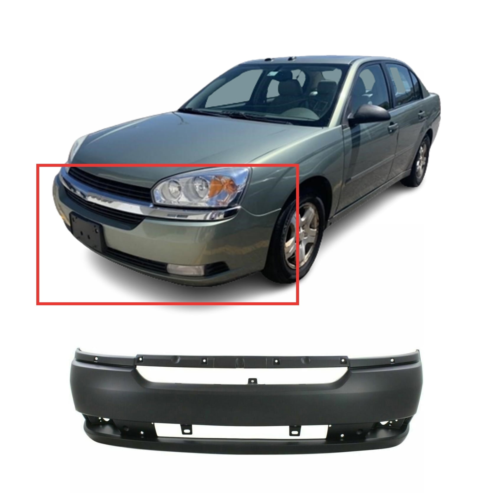 DCP Front Bumper Cover For 2004-2005 Chevy Chevrolet Malibu w fog ...