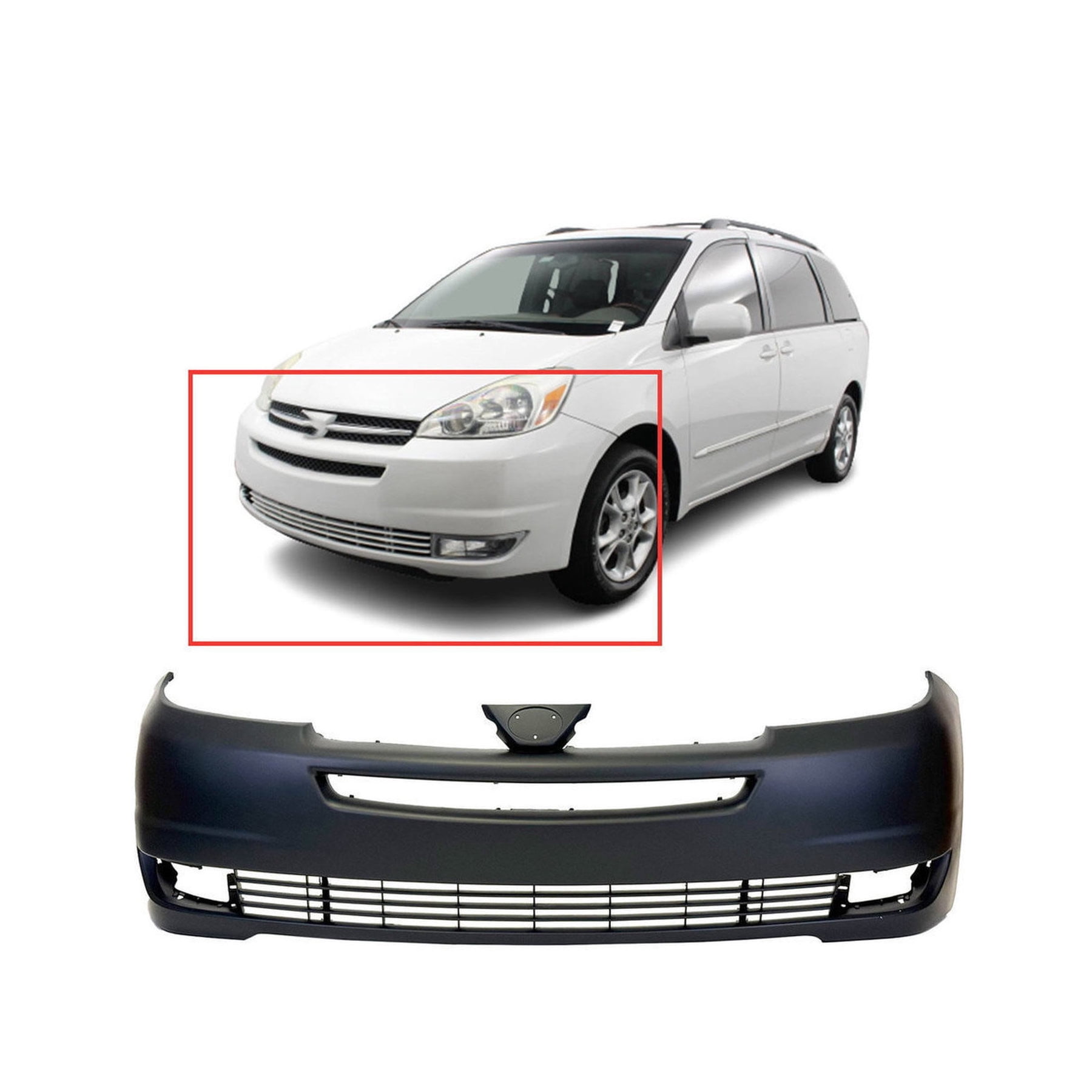 DCP Front Bumper Cover For 2004-2005 Toyota Sienna w/ fog lamp holes CE ...