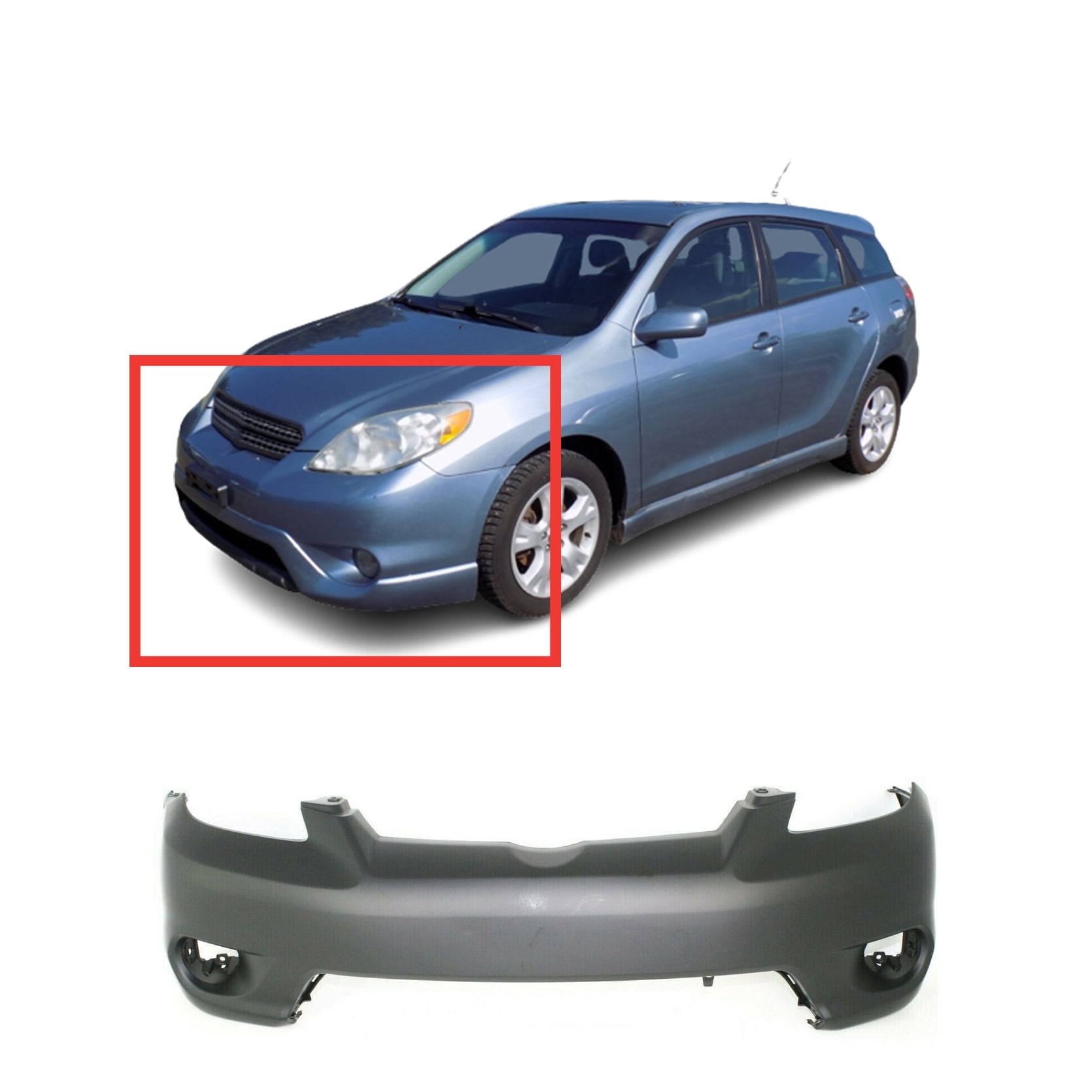 DCP Front Bumper Cover For 2005-2008 Toyota Matrix w/ fog Light holes ...