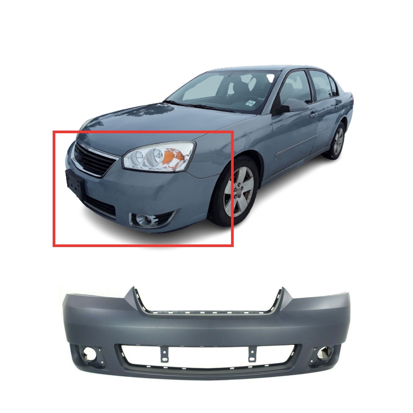 DCP Front Bumper Cover For 2006-2008 Chevy Malibu w/ fog light holes LT ...