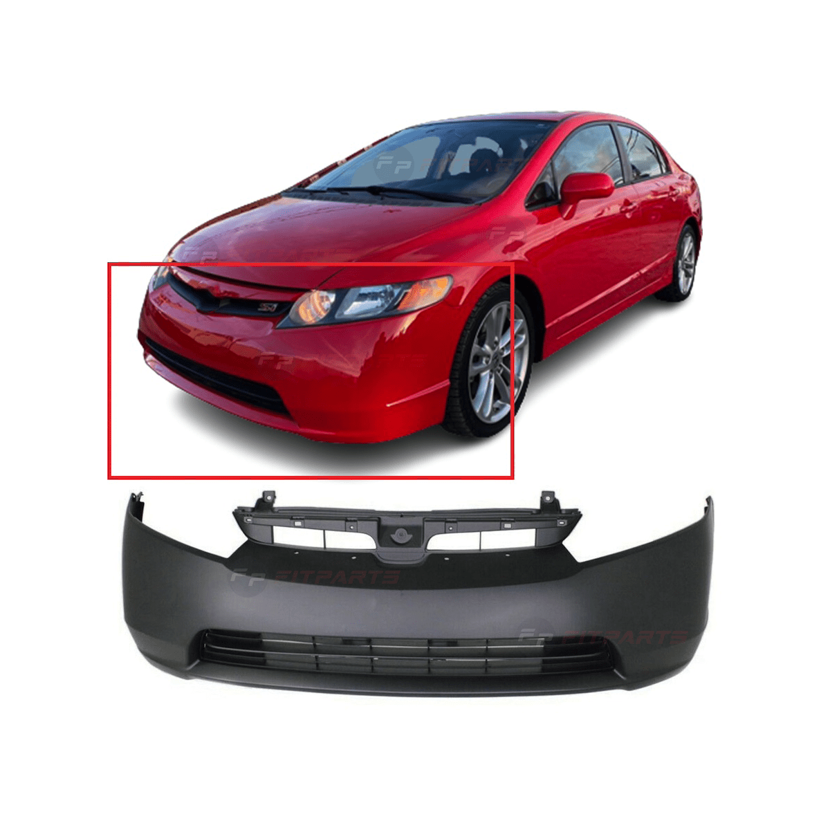DCP Front Bumper Cover For 2007-2008 Honda Civic Si Sedan 04711SNXA90ZZ ...