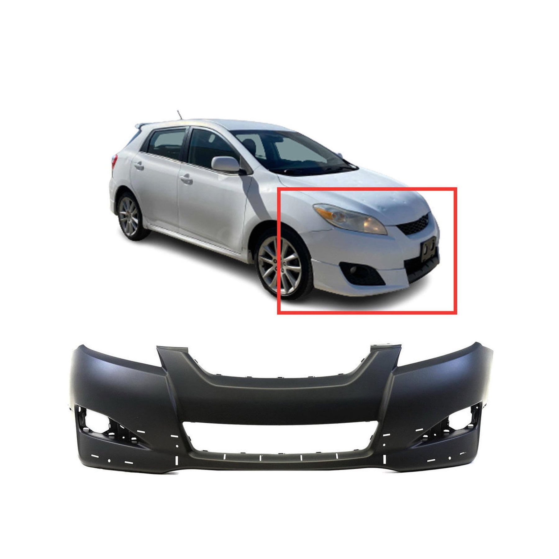 DCP Front Bumper Cover For 2009-2010 Toyota Matrix Base S XRS XR w fog ...