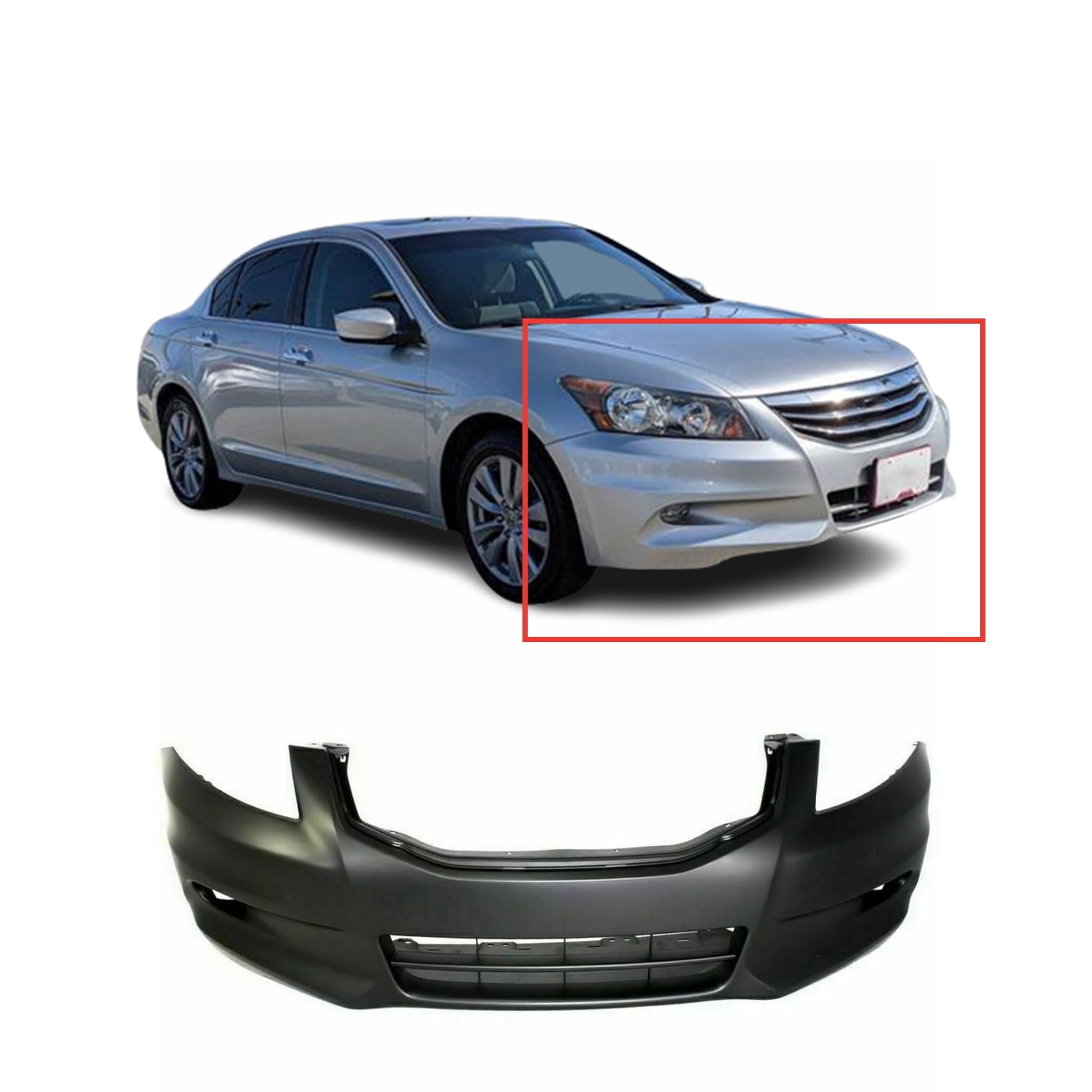 DCP Front Bumper Cover For 2011-2012 Honda Accord Sedan w fog light ...
