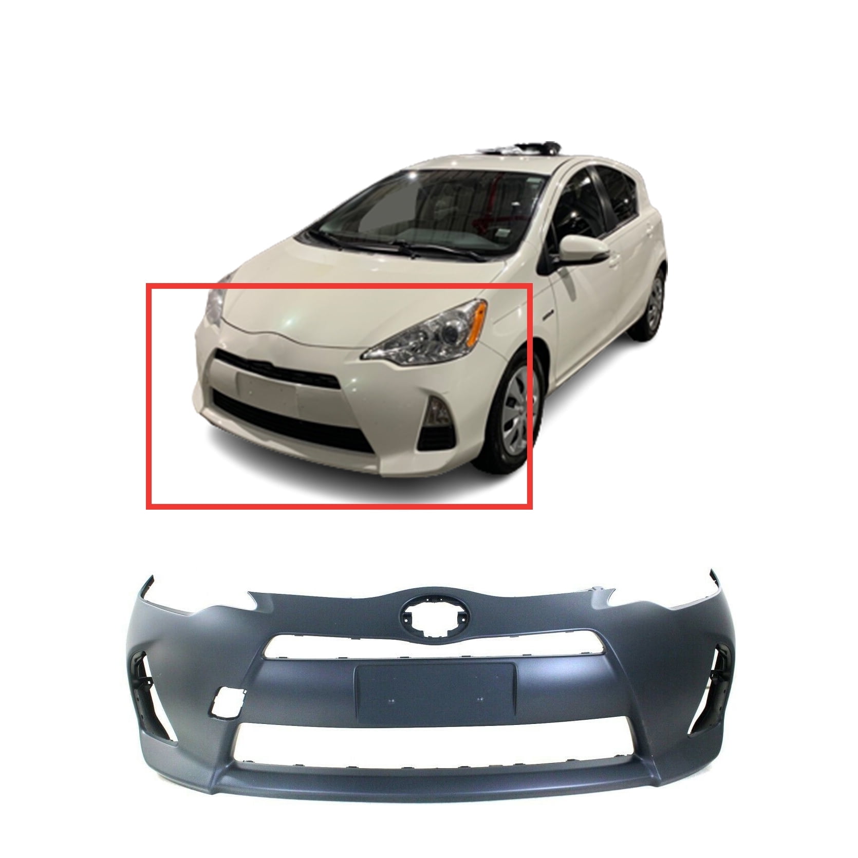 DCP Front Bumper Cover For 2012-2014 Toyota Prius C Hatchback w/Fog ...