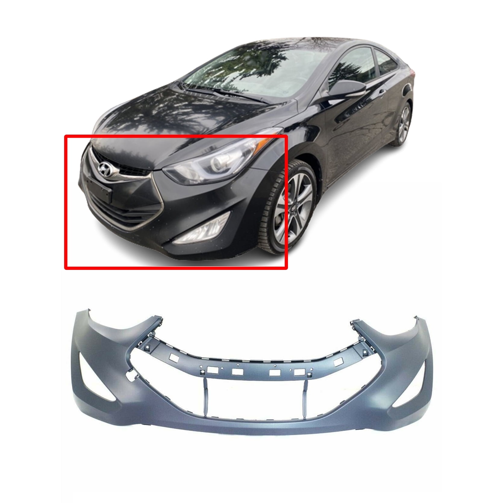 DCP Front Bumper Cover For 2014 Hyundai Elantra Coupe Primed 865113X501 ...