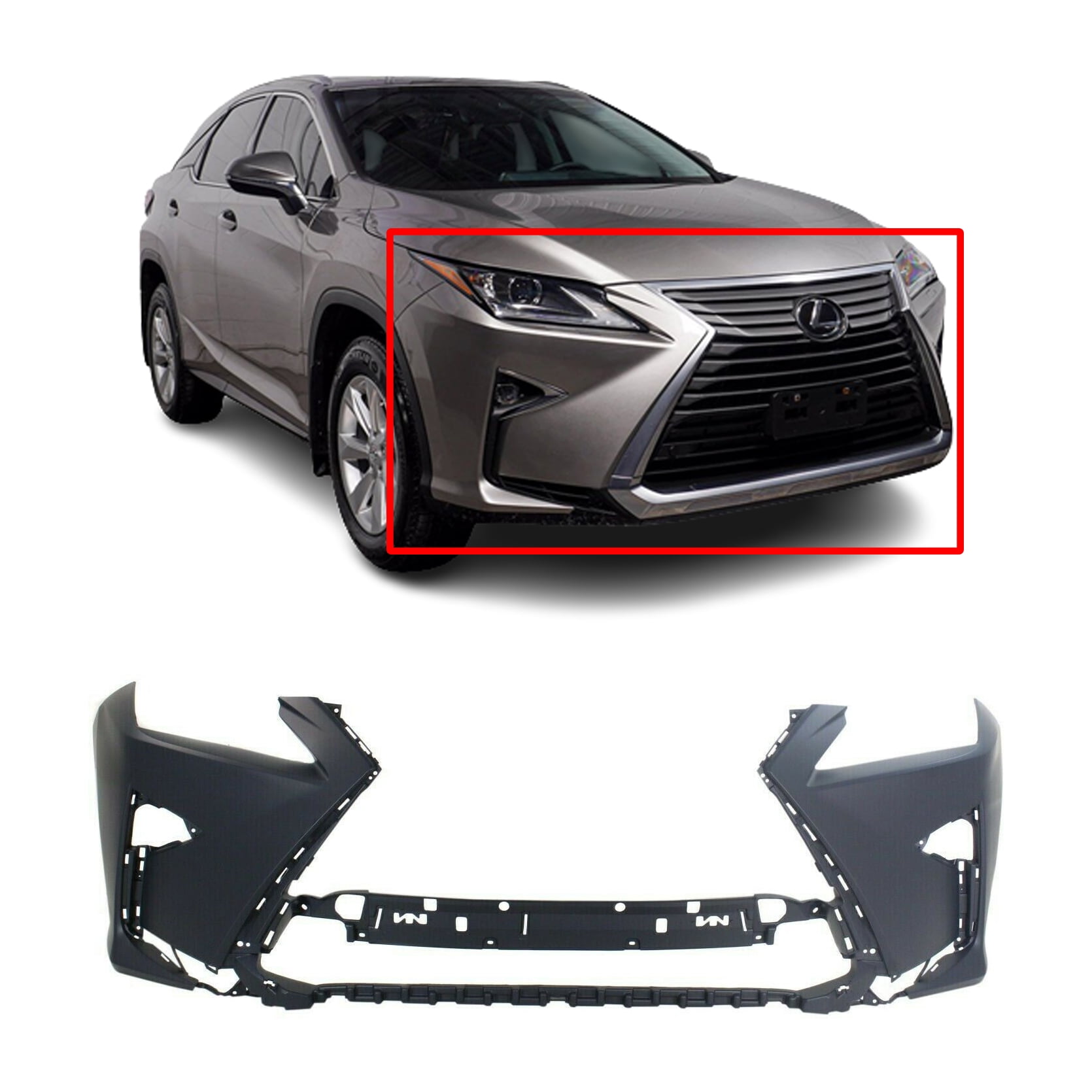 DCP Front Bumper Cover For 2016-2019 Lexus RX350 W/O Park Holes Primed ...