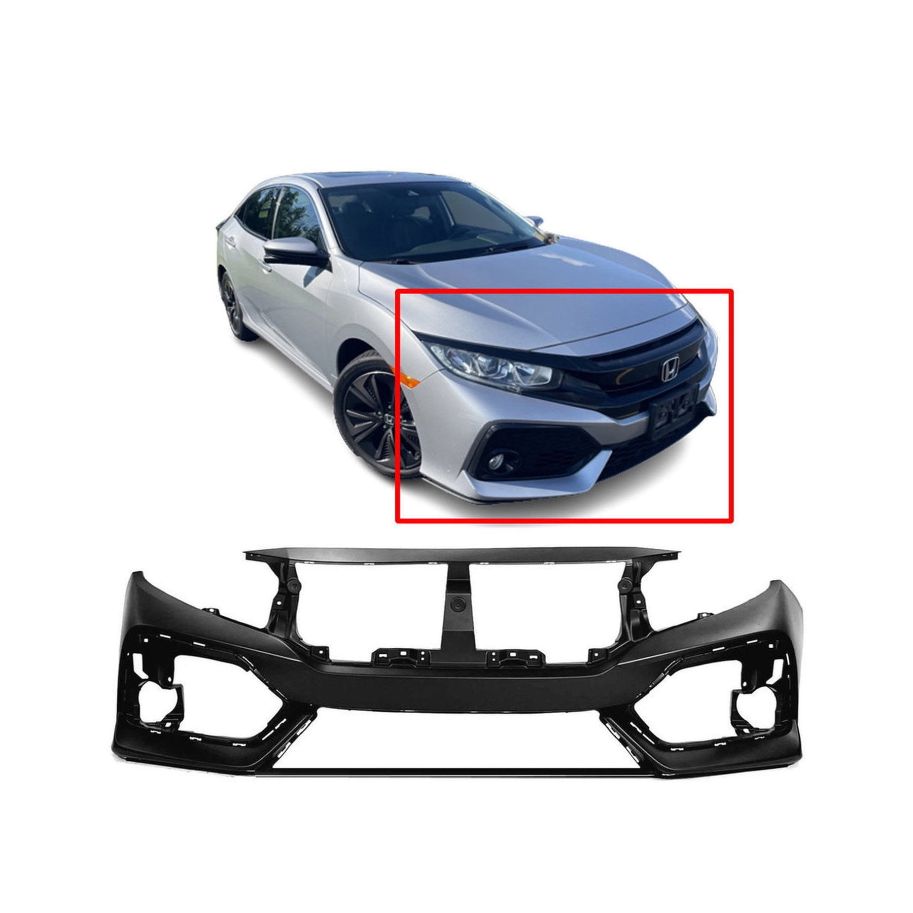 DCP Front Bumper Cover For 2017-2019 Honda Civic Hatchback Primed ...