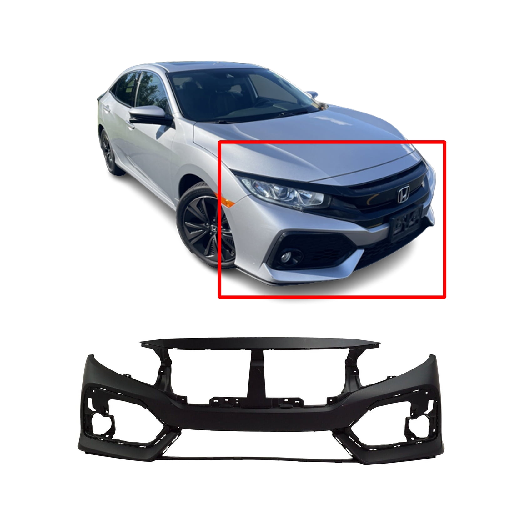 DCP Front Bumper Cover For 2017-2019 Honda Civic Hatchback Primed ...
