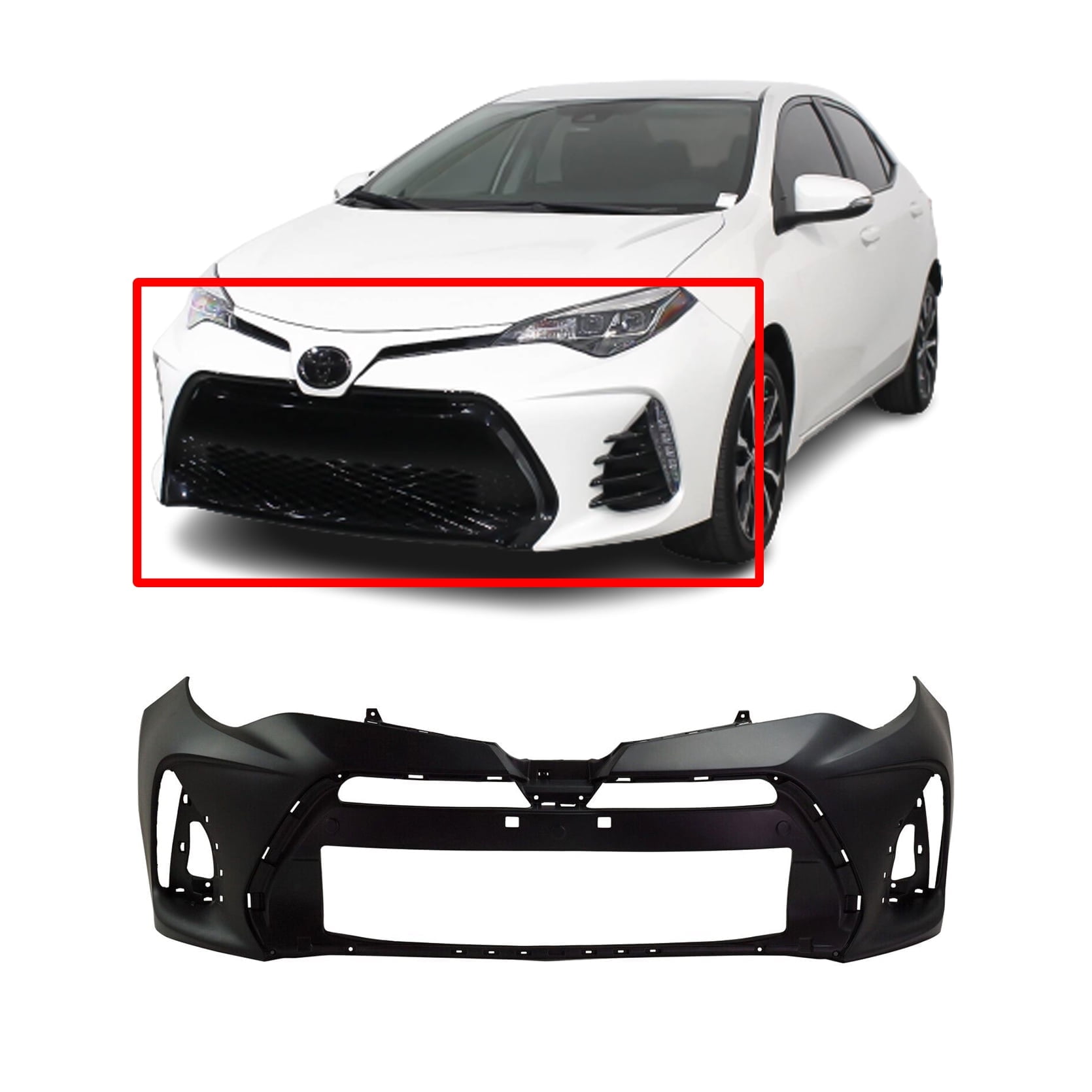 DCP Front Bumper Cover For 2017-2019 Toyota Corolla SE/XSE Primed ...