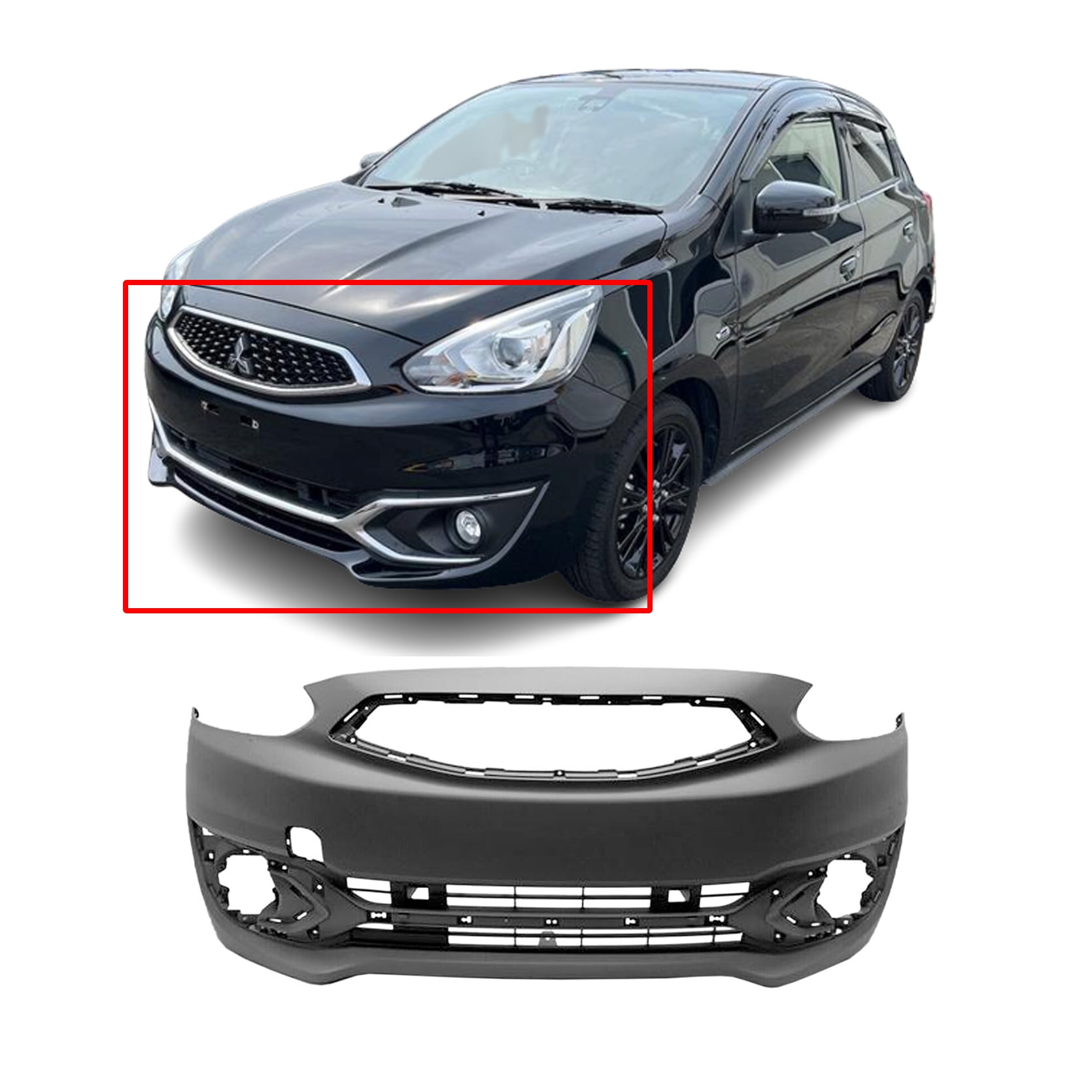 DCP Front Bumper Cover For 2017-2020 Mitsubishi Mirage Primed 6400G519 ...