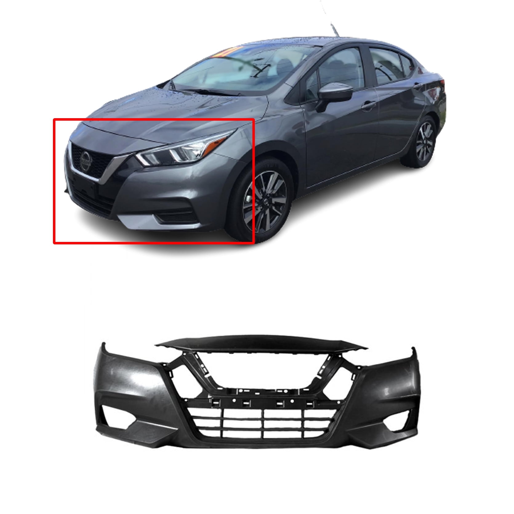 DCP Front Bumper Cover For 2020-2022 Nissan Versa Primed 620225EE0J ...