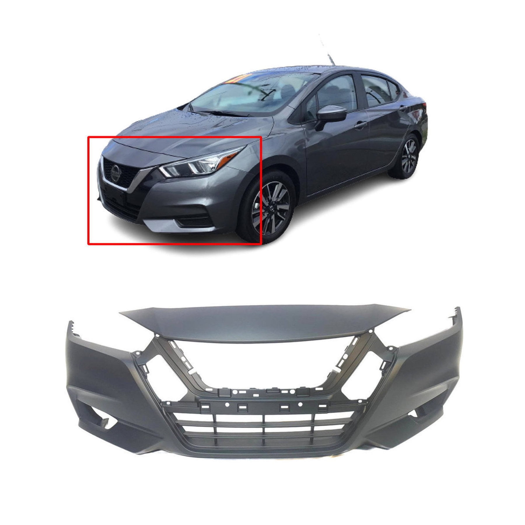 DCP Front Bumper Cover For 2020-2022 Nissan Versa Primed 620225EE0J ...