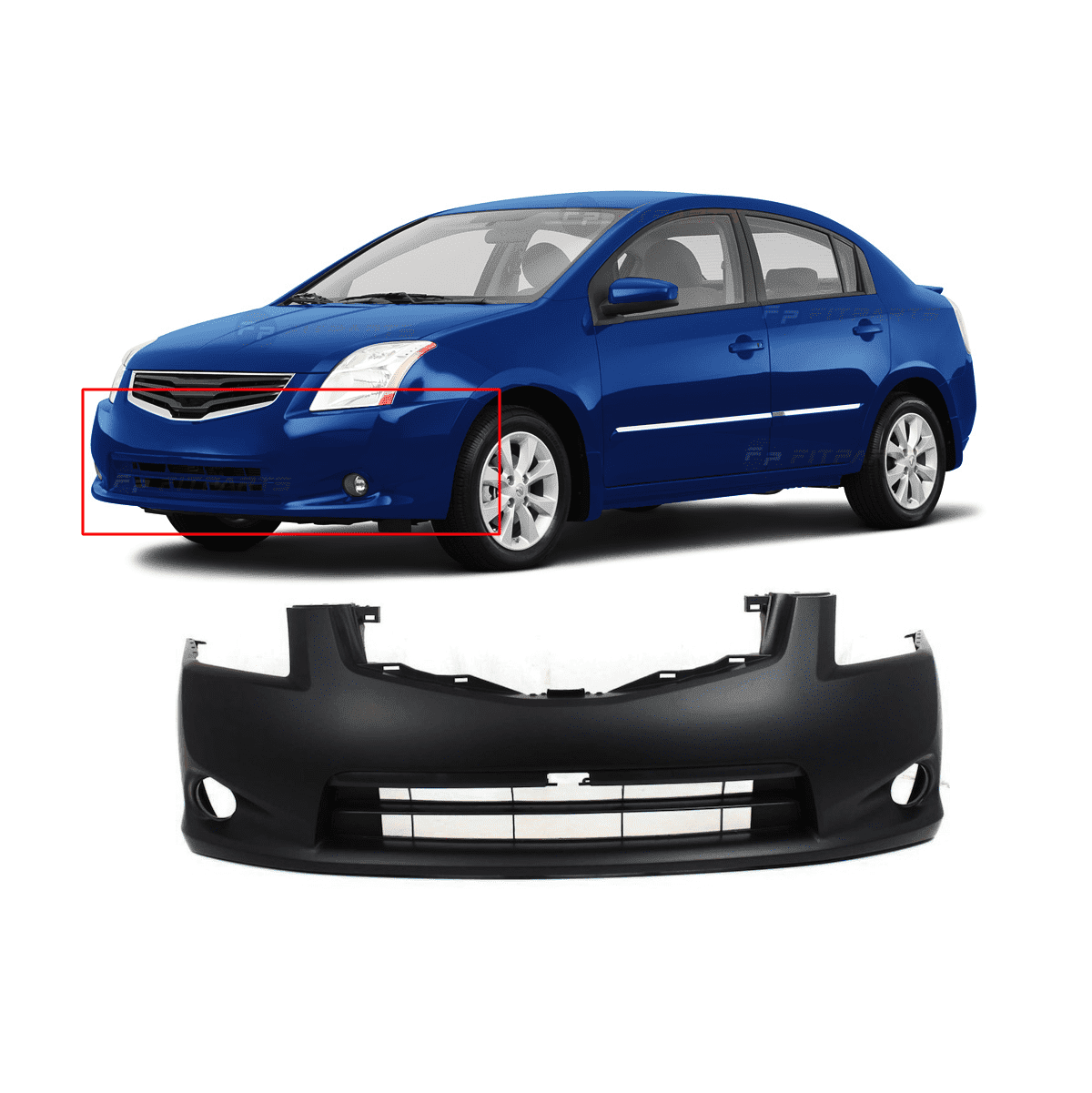 DCP Front Bumper Cover For Nissan Sentra 2010-2012 Primed 62022-ZT50J ...