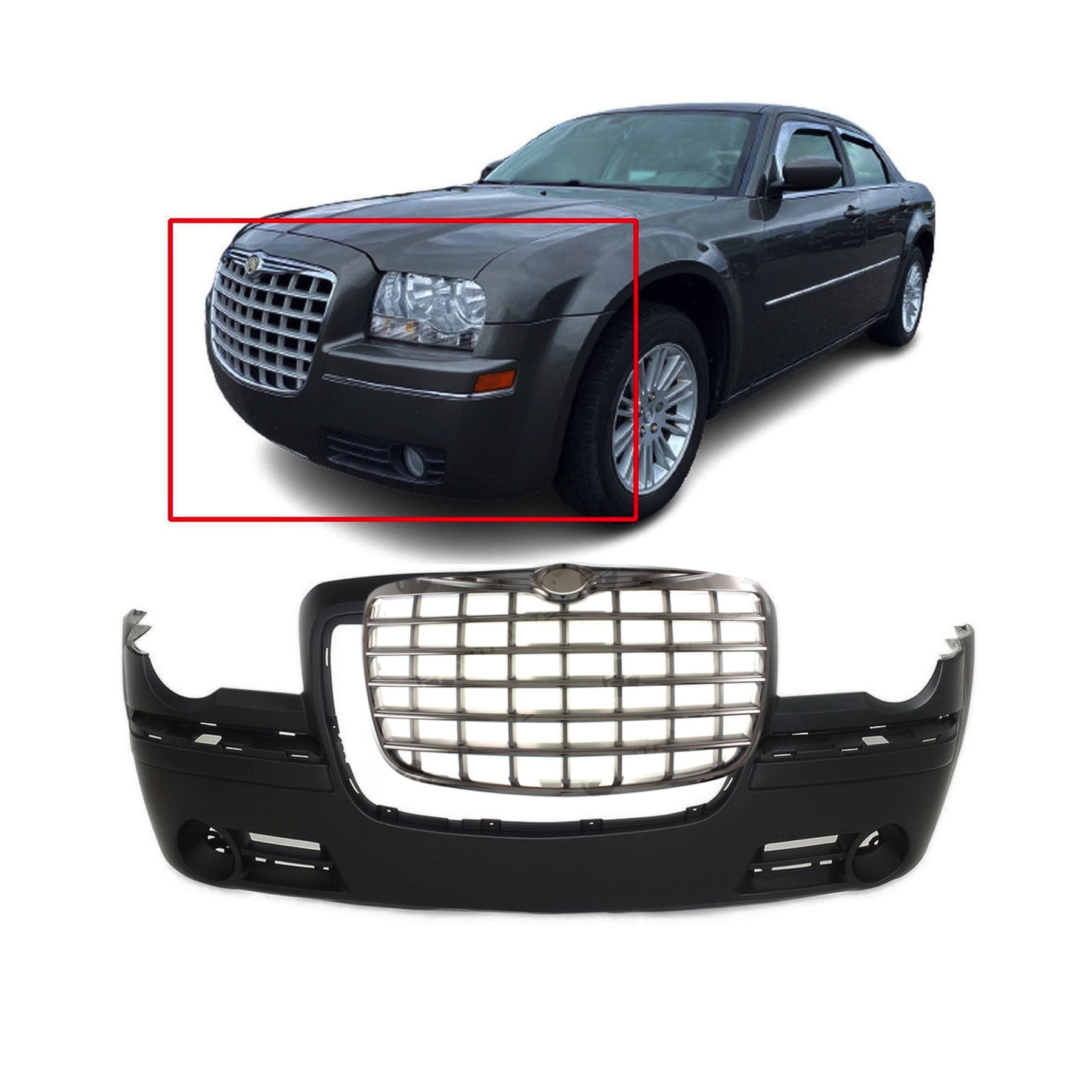 DCP Front Bumper Cover & Grille Kit For 2005-2010 Chrysler 300 ...
