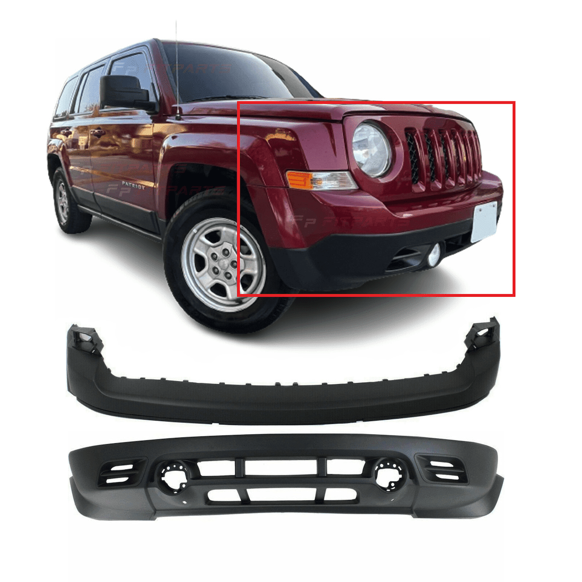 DCP Front Bumper Cover Kit For 2011-2017 Jeep Patriot W/Fog Hls ...