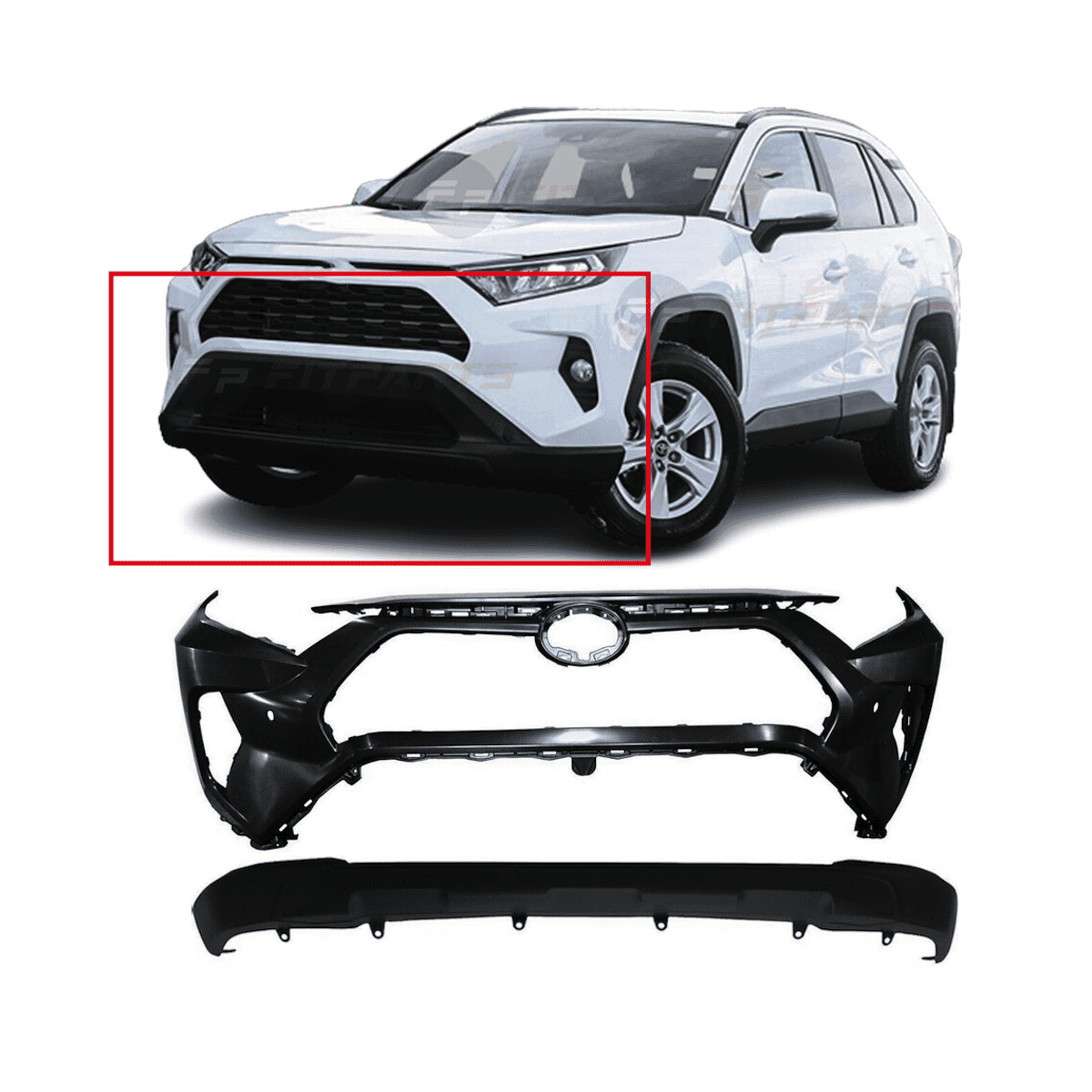 DCP Front Bumper Cover Kit For 2019-2023 Toyota RAV4 W/Park Hls ...