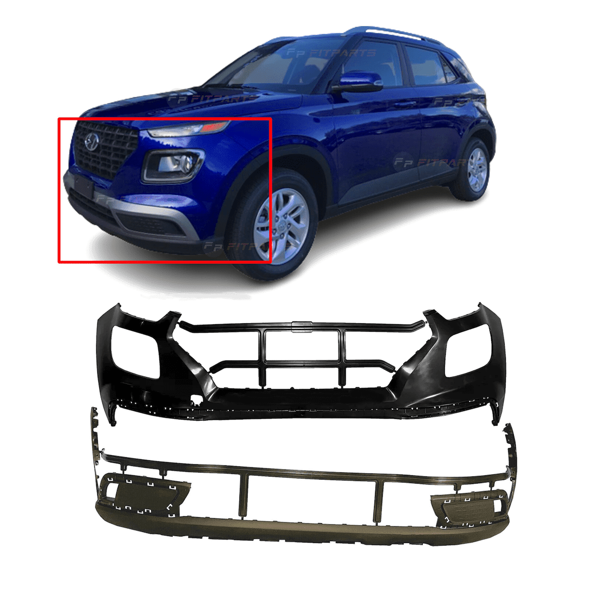 DCP Front Bumper Cover Kit For 2020-2022 Hyundai Venue HY1014103 ...