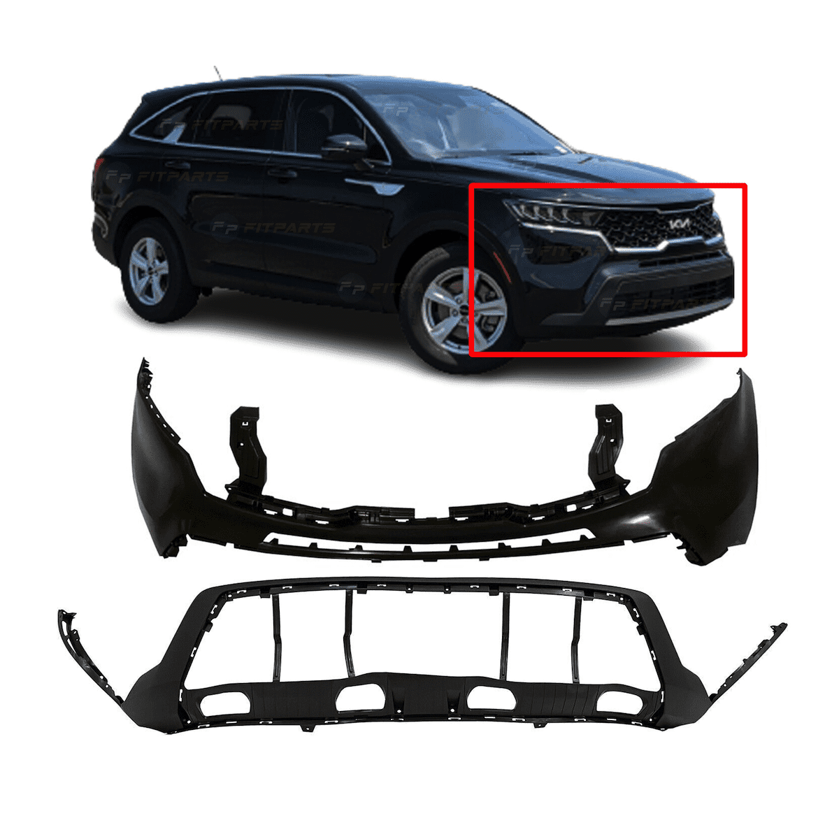 DCP Front Bumper Cover Kit For 2021-2023 Kia Sorento KI1014108 ...