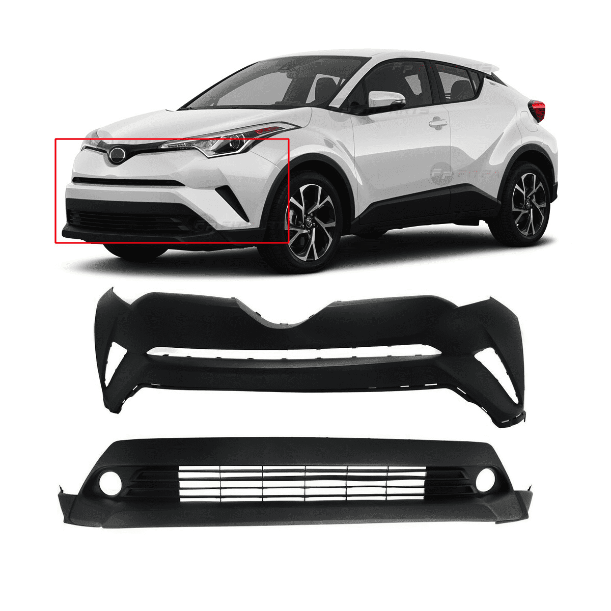 DCP Front Bumper Cover Kit For Toyota C-HR 2018-2019 TO1000431 ...
